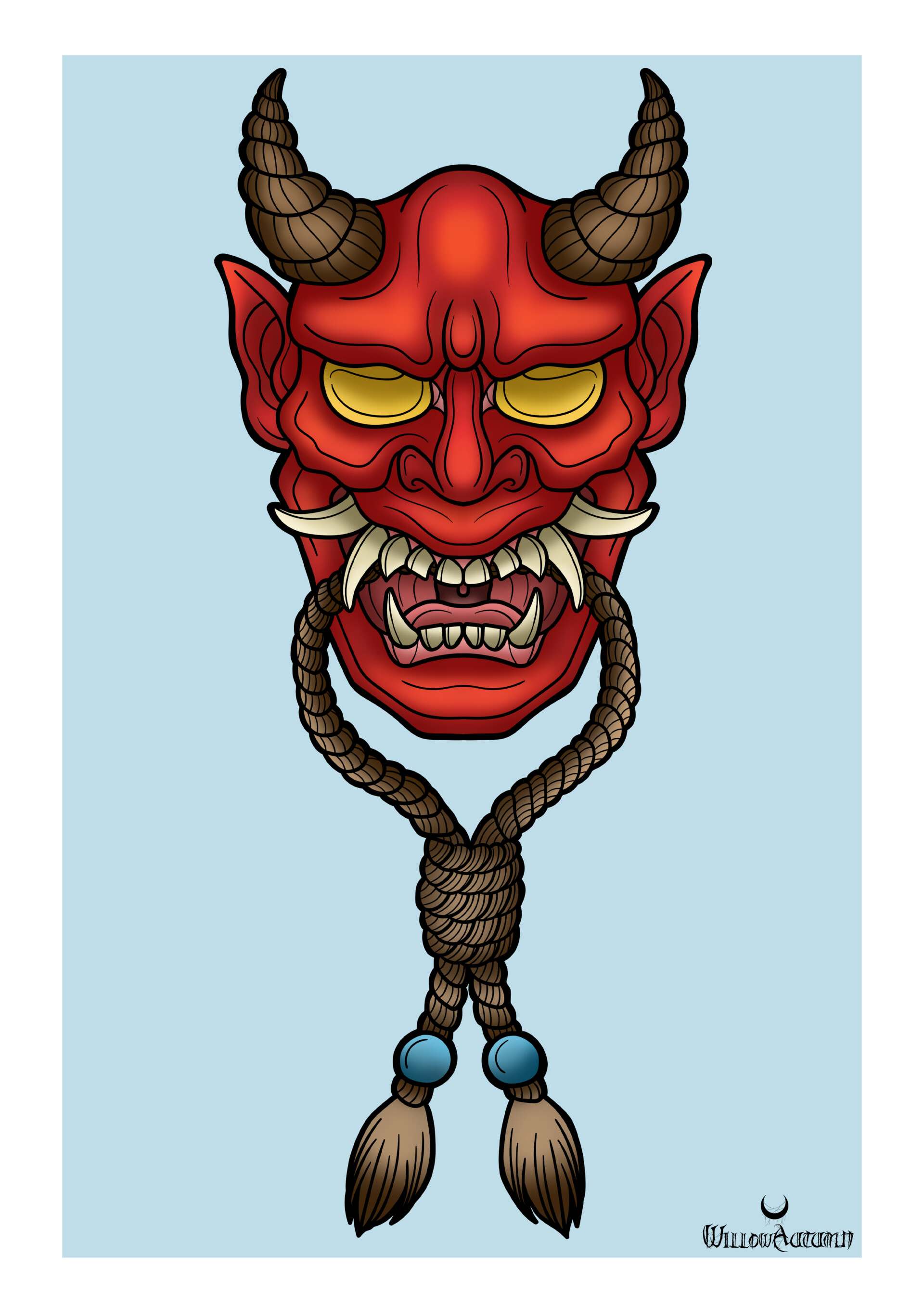ArtStation - Hannya Mask Digital Drawing