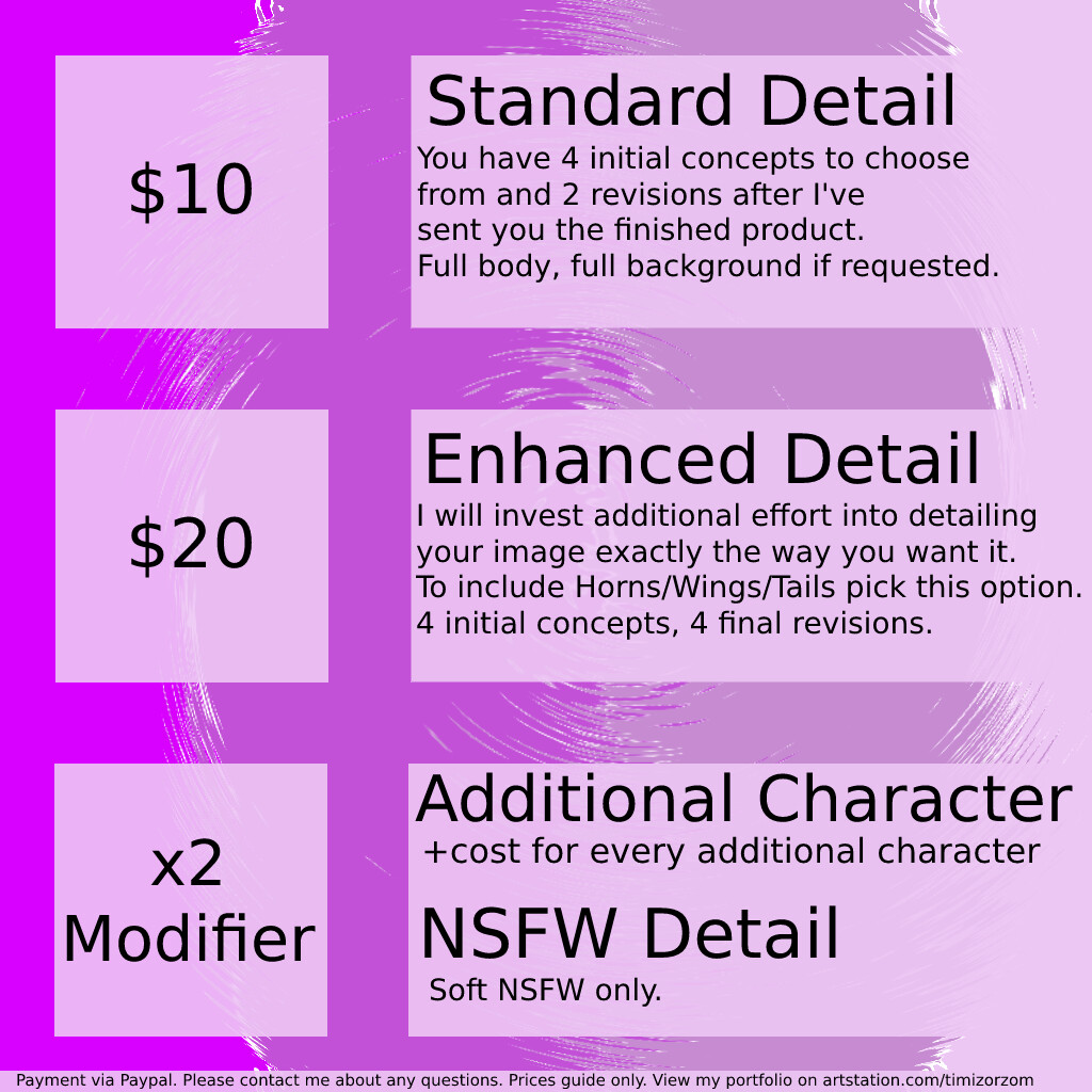 ArtStation - Price Sheet