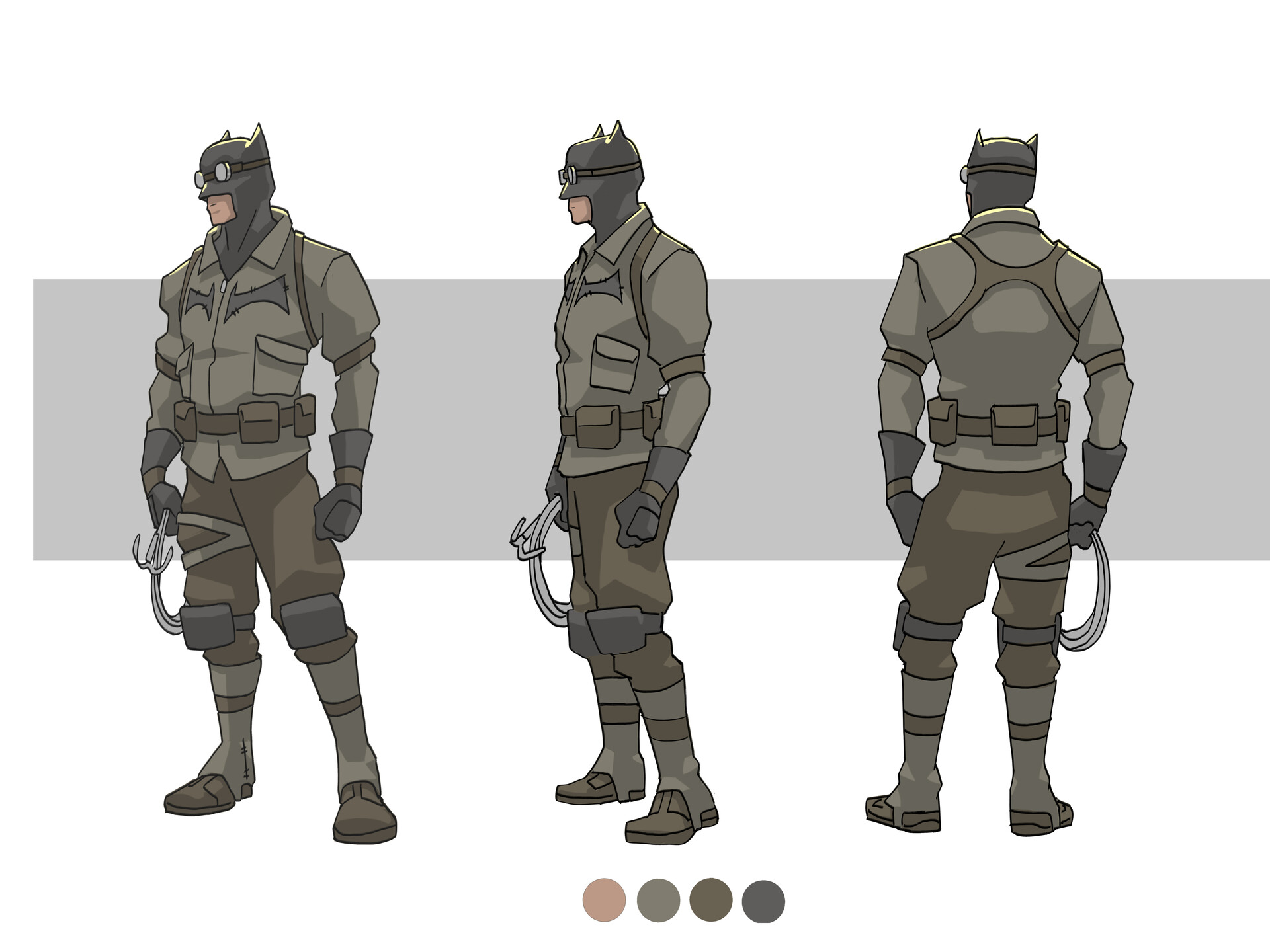 Daniel Morawski - WW2 Batman Character Design: Pose & Turn Around Sheets