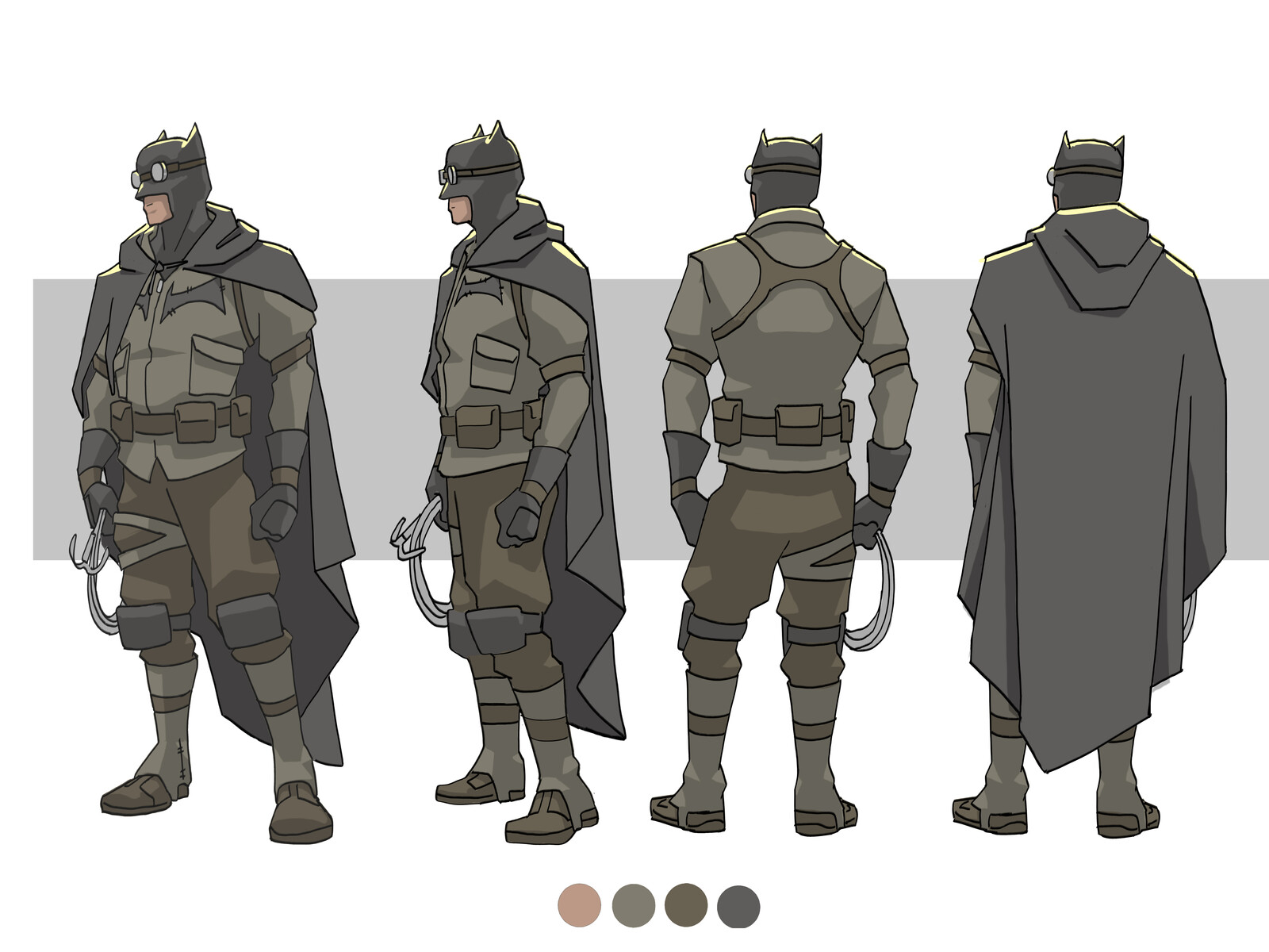 Daniel Morawski - WW2 Batman Character Design: Pose & Turn Around Sheets