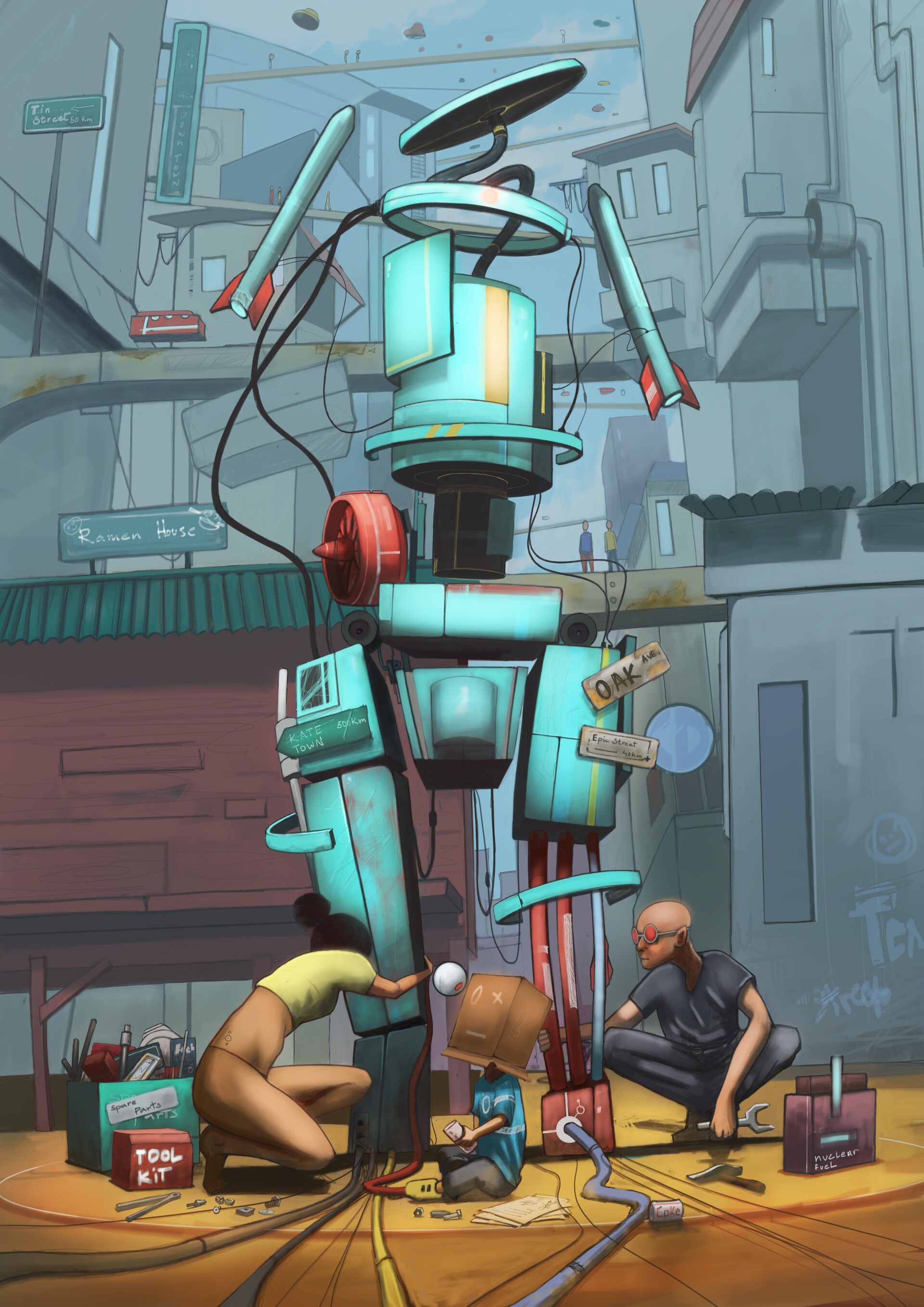 ArtStation - Building a robot with spare parts (scroll down for rough ...