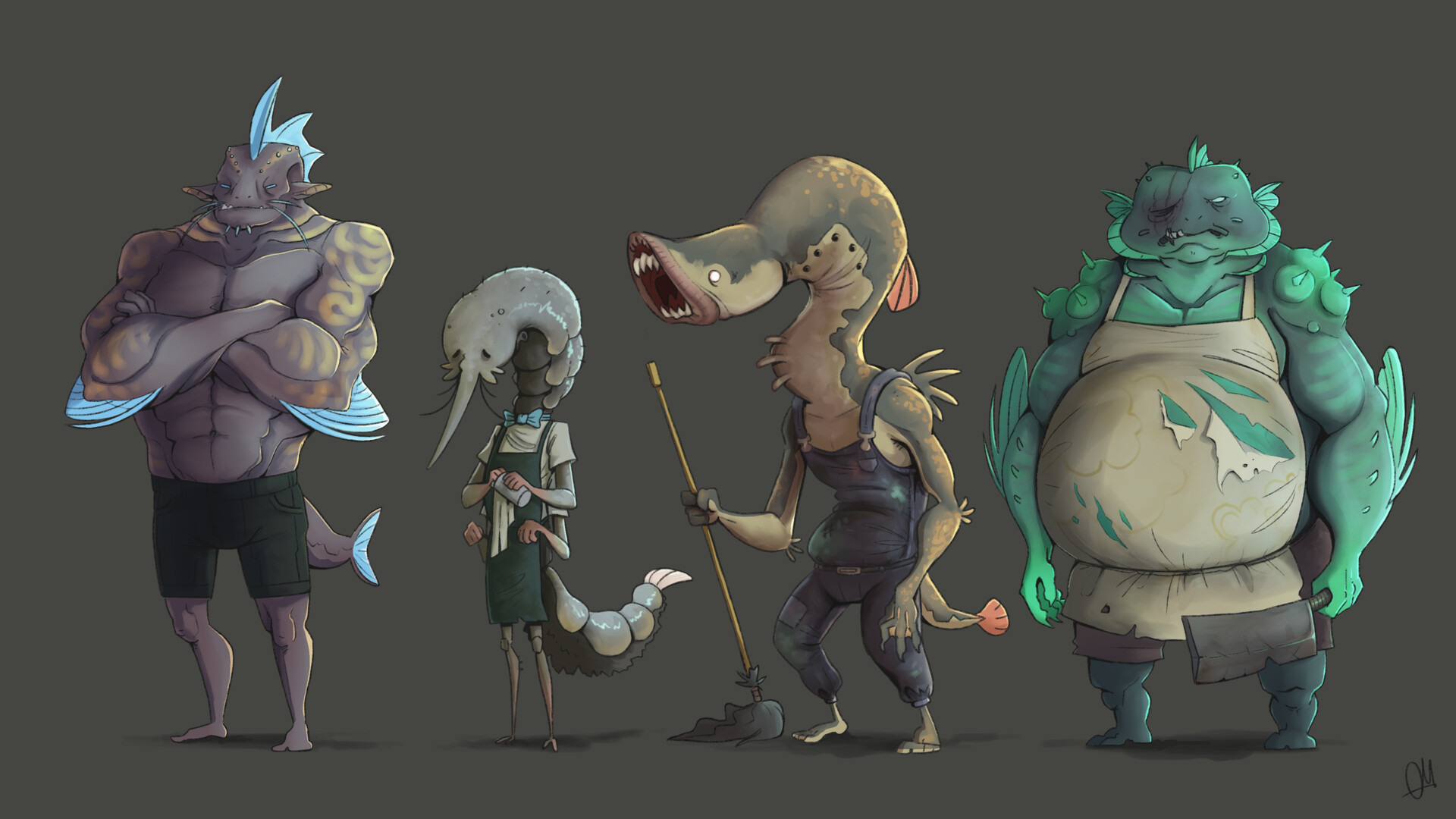 ArtStation - Fishfolk tavern staff