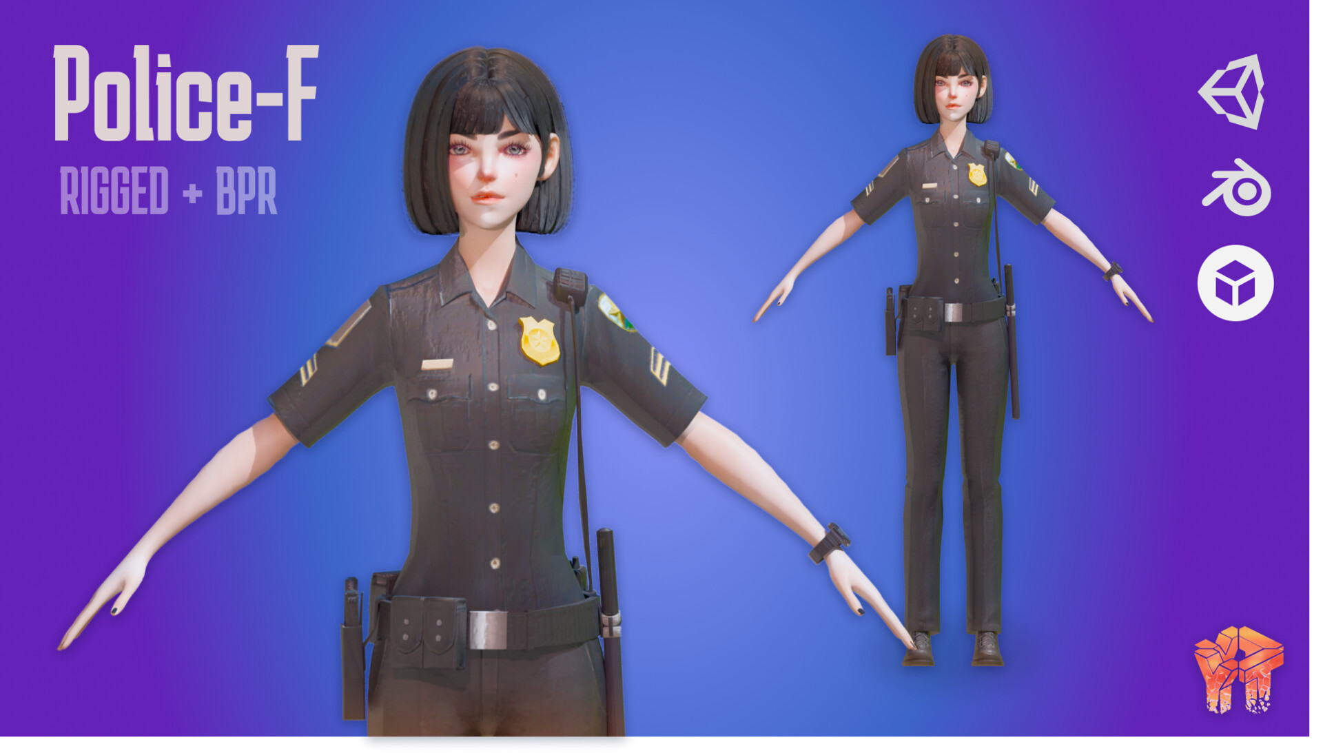 ArtStation - Police Game Ready Low-poly 3D model (Rigged + PBR)