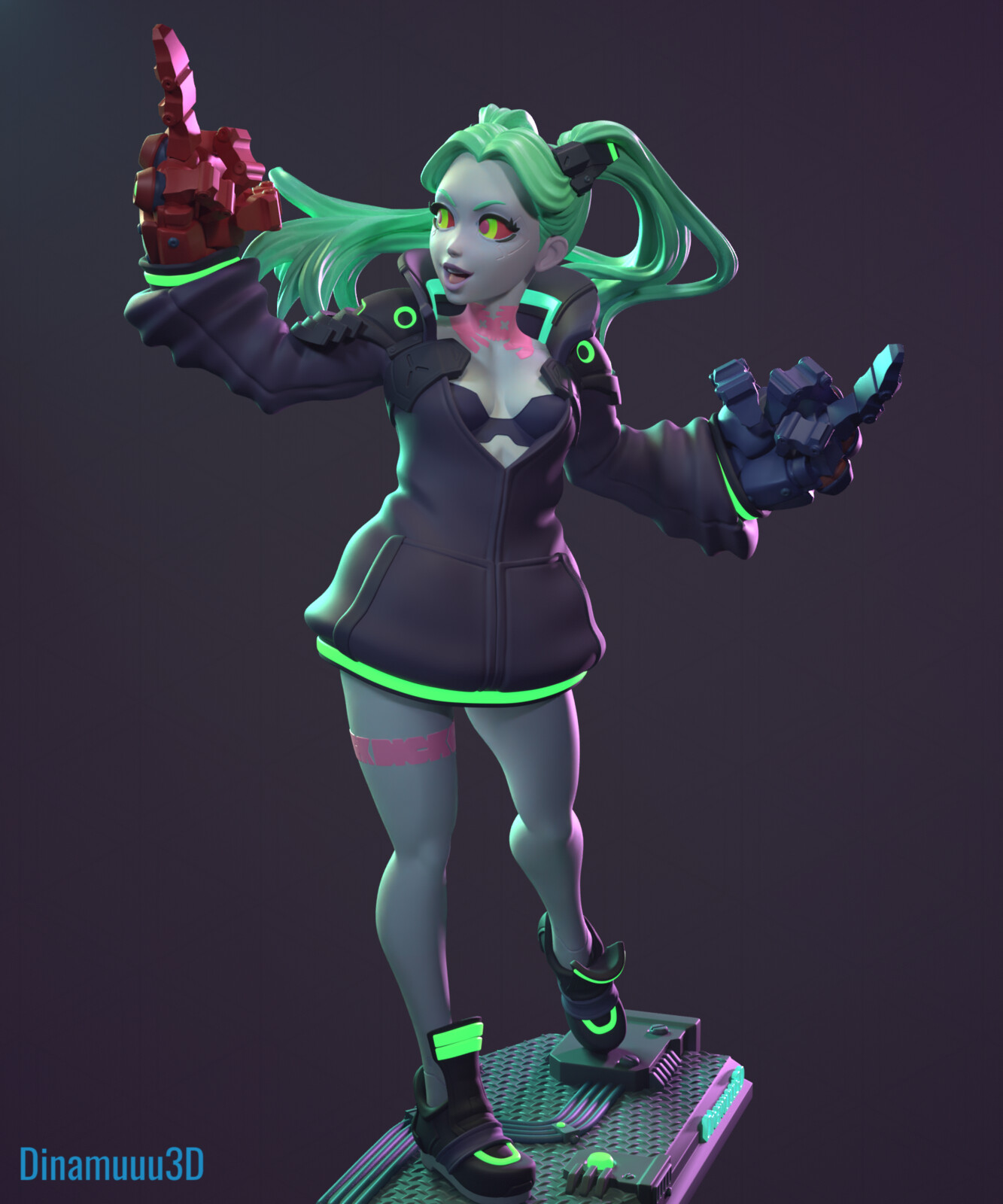 Dinamuuu 3D - Rebecca With Pony Tail and Jacket Version, 3D Print Model STL