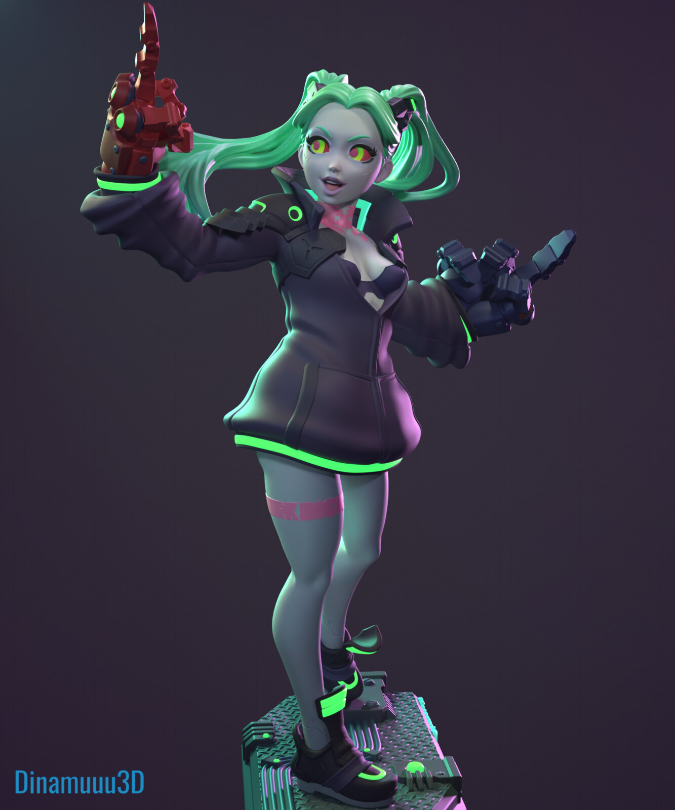 Dinamuuu 3D - Rebecca With Pony Tail and Jacket Version, 3D Print Model STL