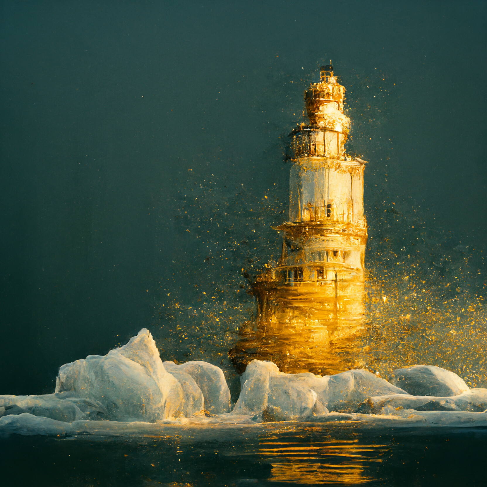 ArtStation - Portrait of a partly gilded ice lighthouse