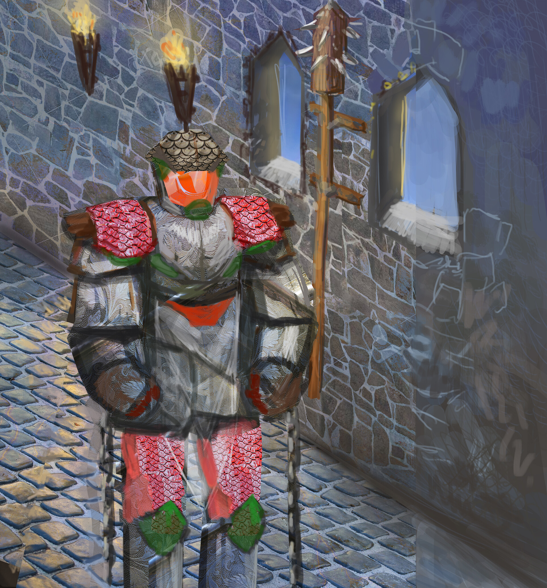 ArtStation - Red Dragonscale Knight Photobash