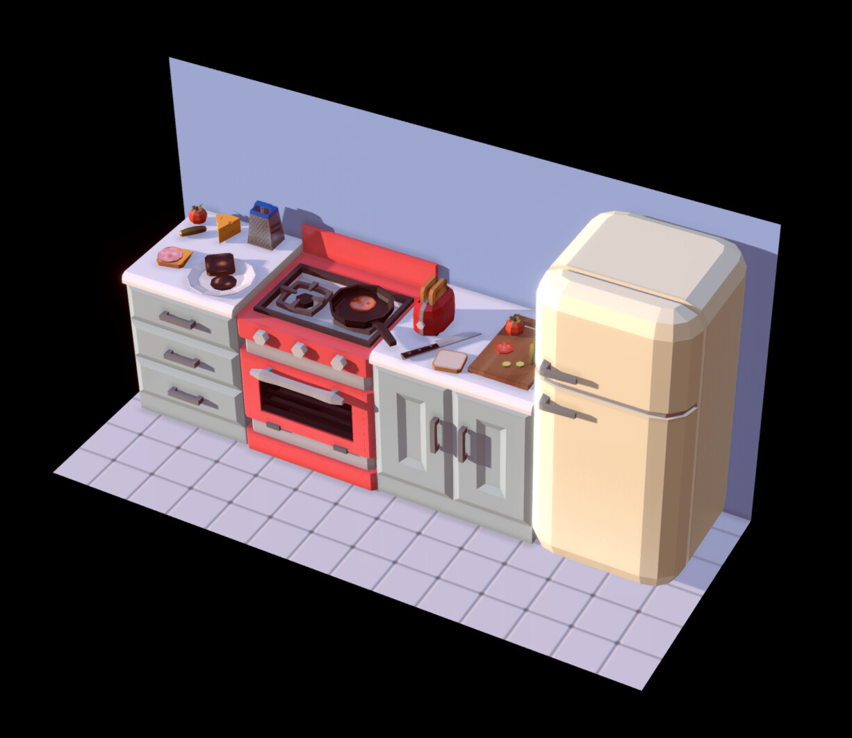ArtStation - Lowpoly Kitchen and Mushrooms