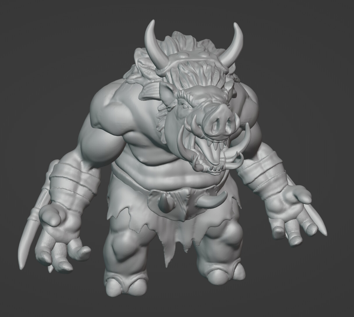 ArtStation - 3 hour practice sculpt - Pig barbarian