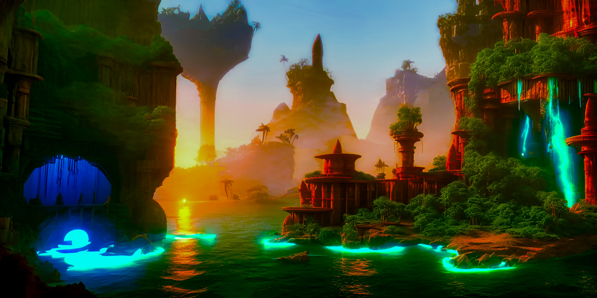 ArtStation - Glowing Water city