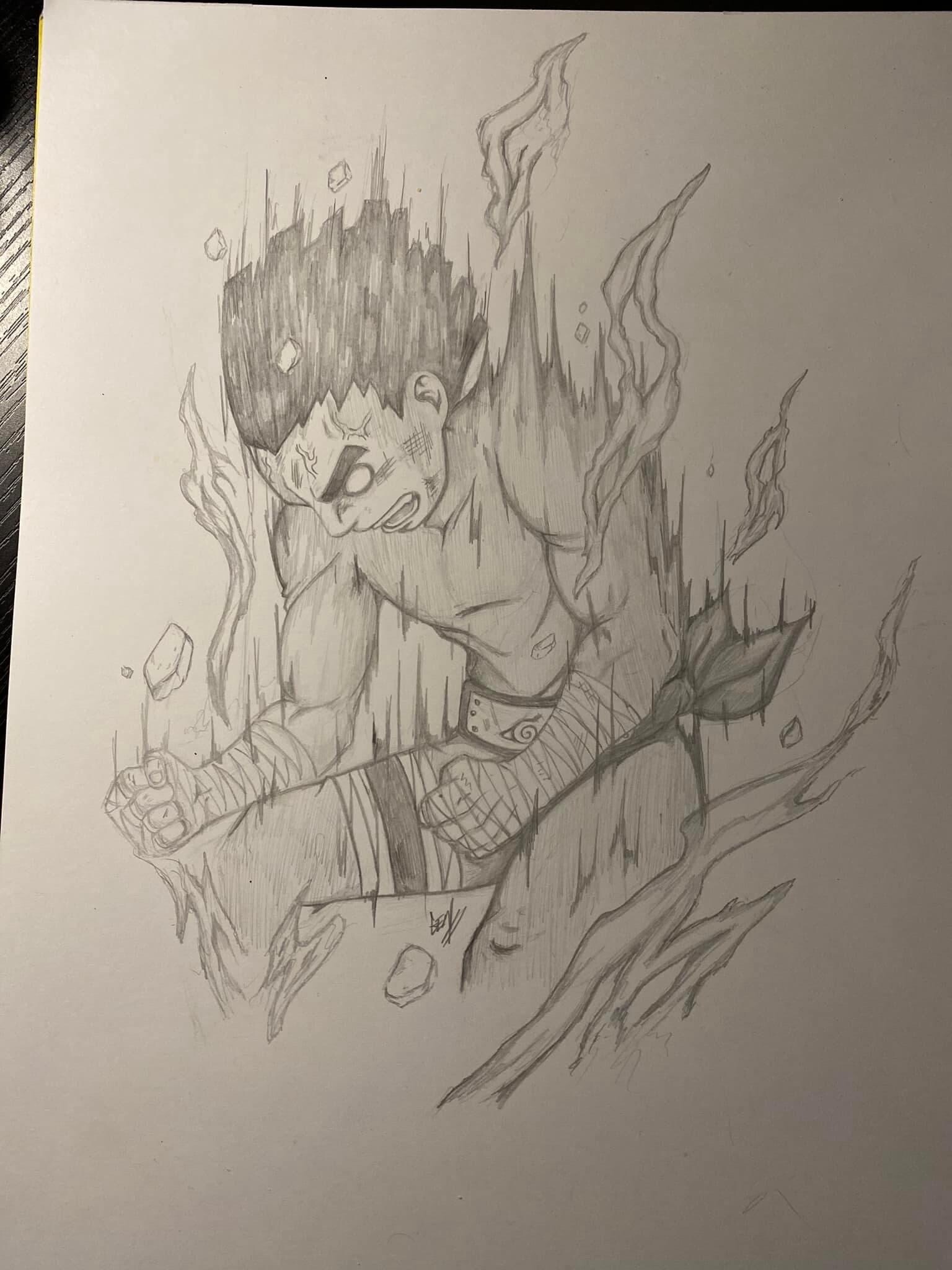 how to draw rock lee 8 gates