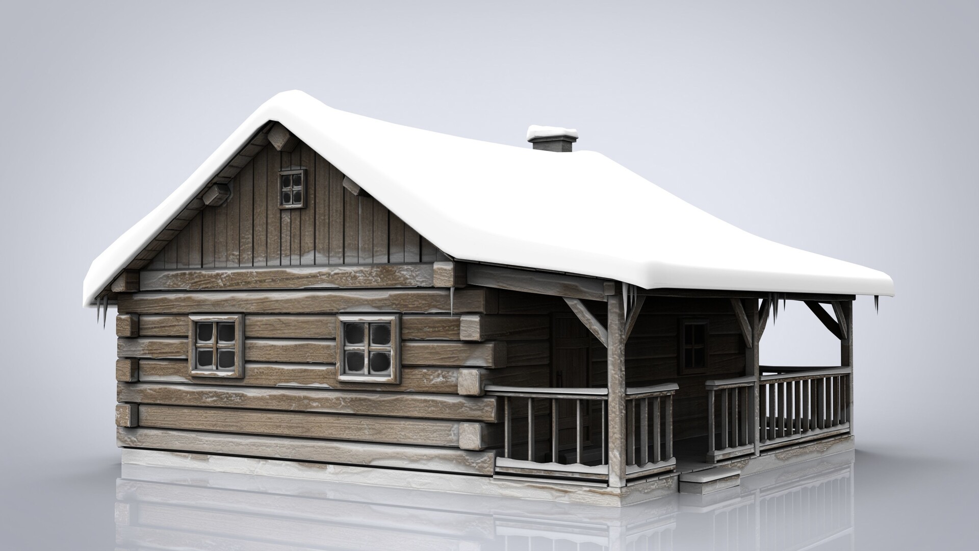 ArtStation - Cabin log Low-poly 3D model