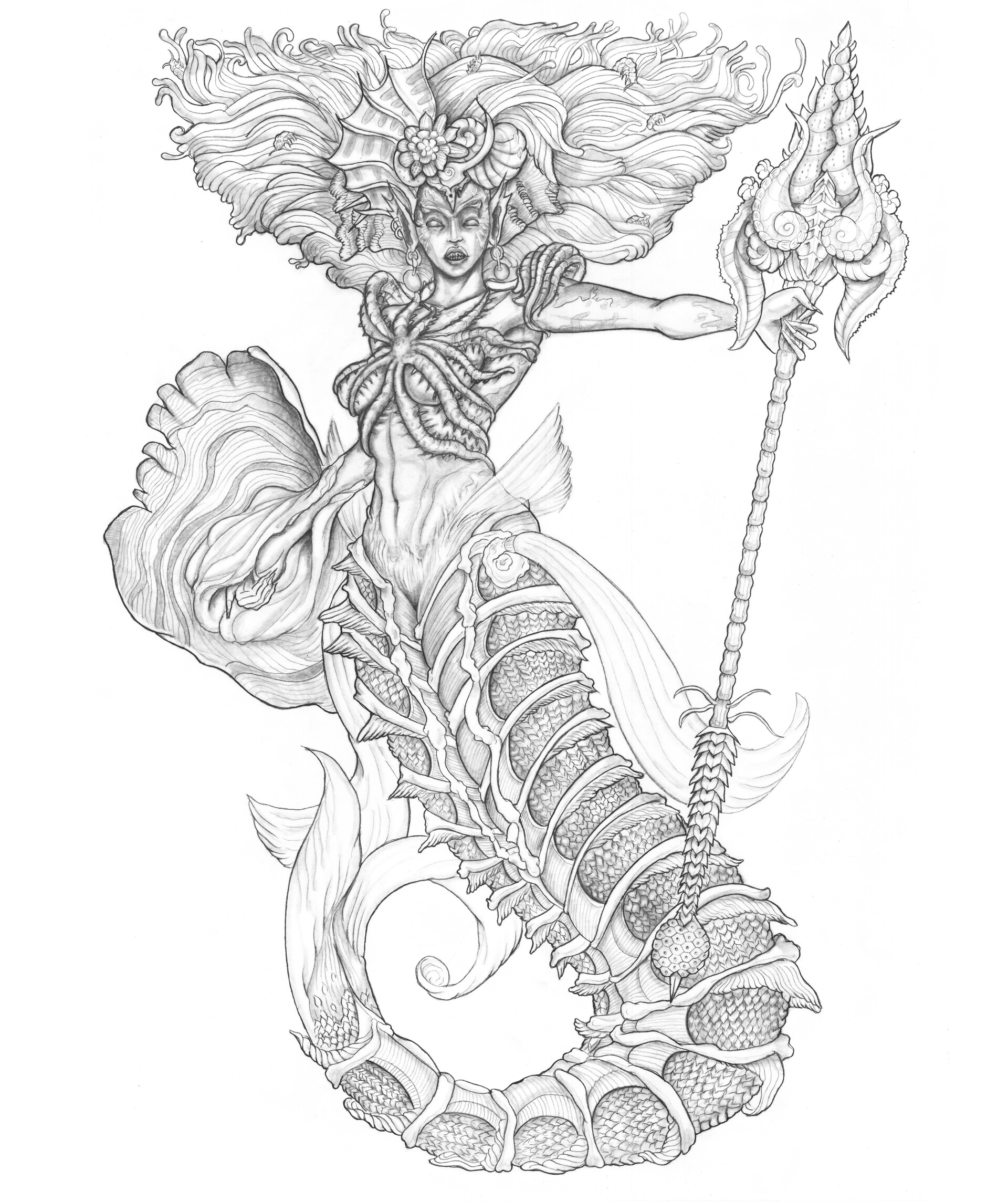 evil mermaid coloring pages