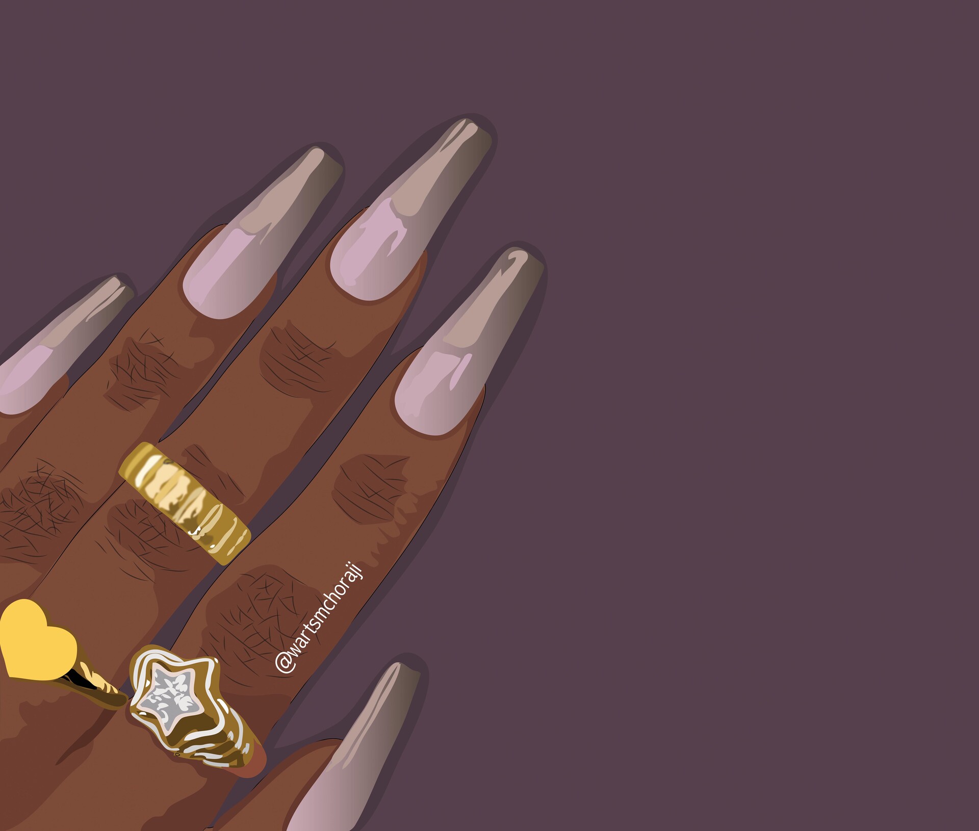 ArtStation - Nails Aesthetic digital artwork with gold rings