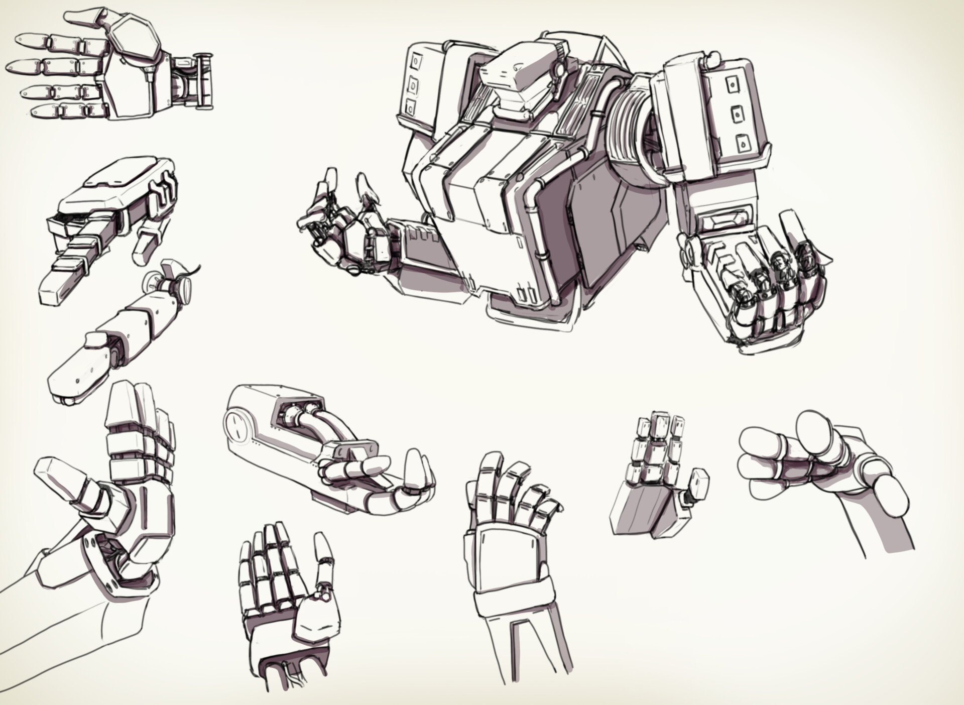 ArtStation - Mechanical hands sketches