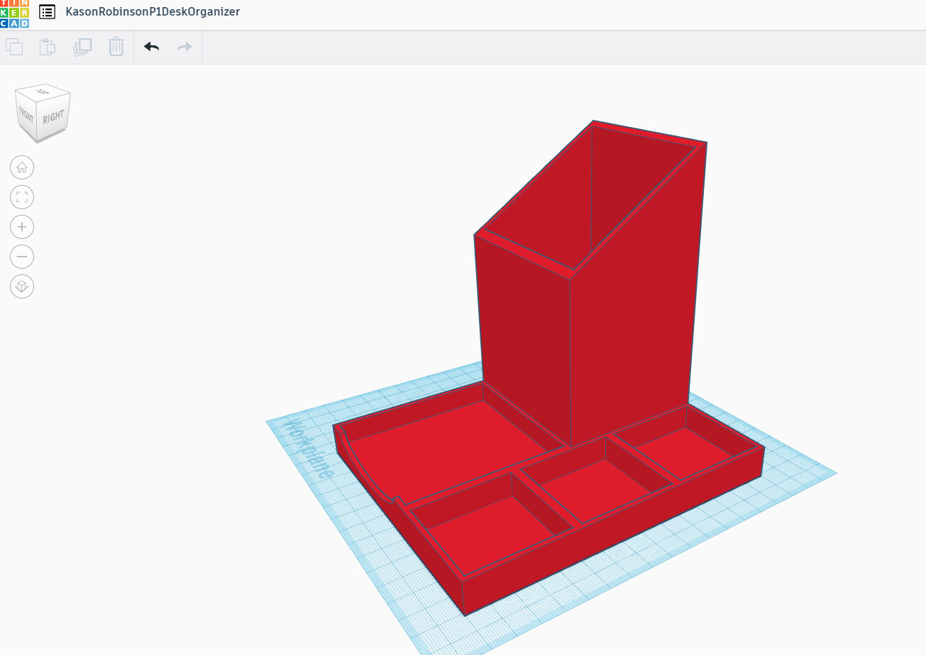 Kason Robinson - TinkerCAD Desk Organizer Model