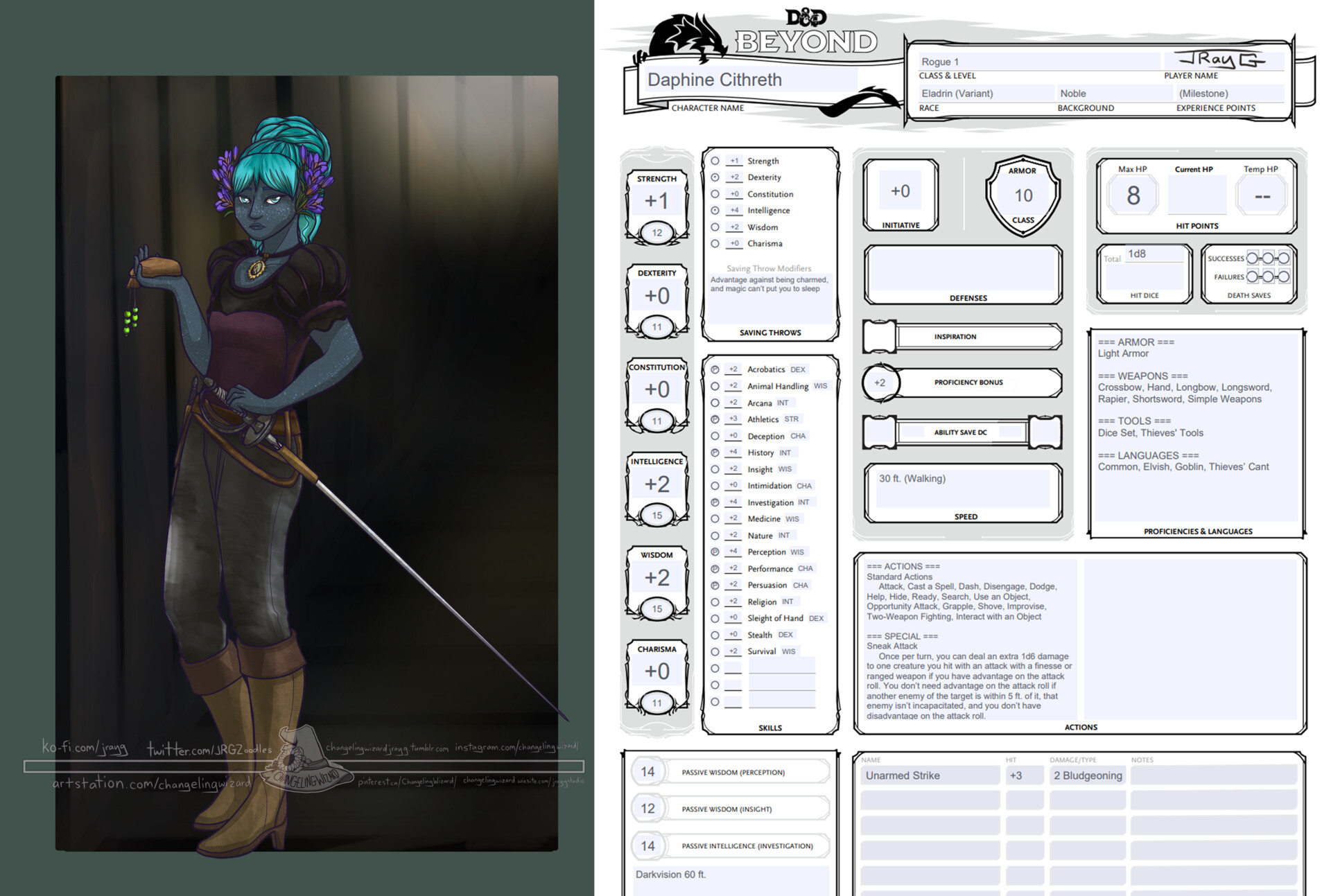 ArtStation - D&D Randomizer OC 29 - Daphine Cithreth