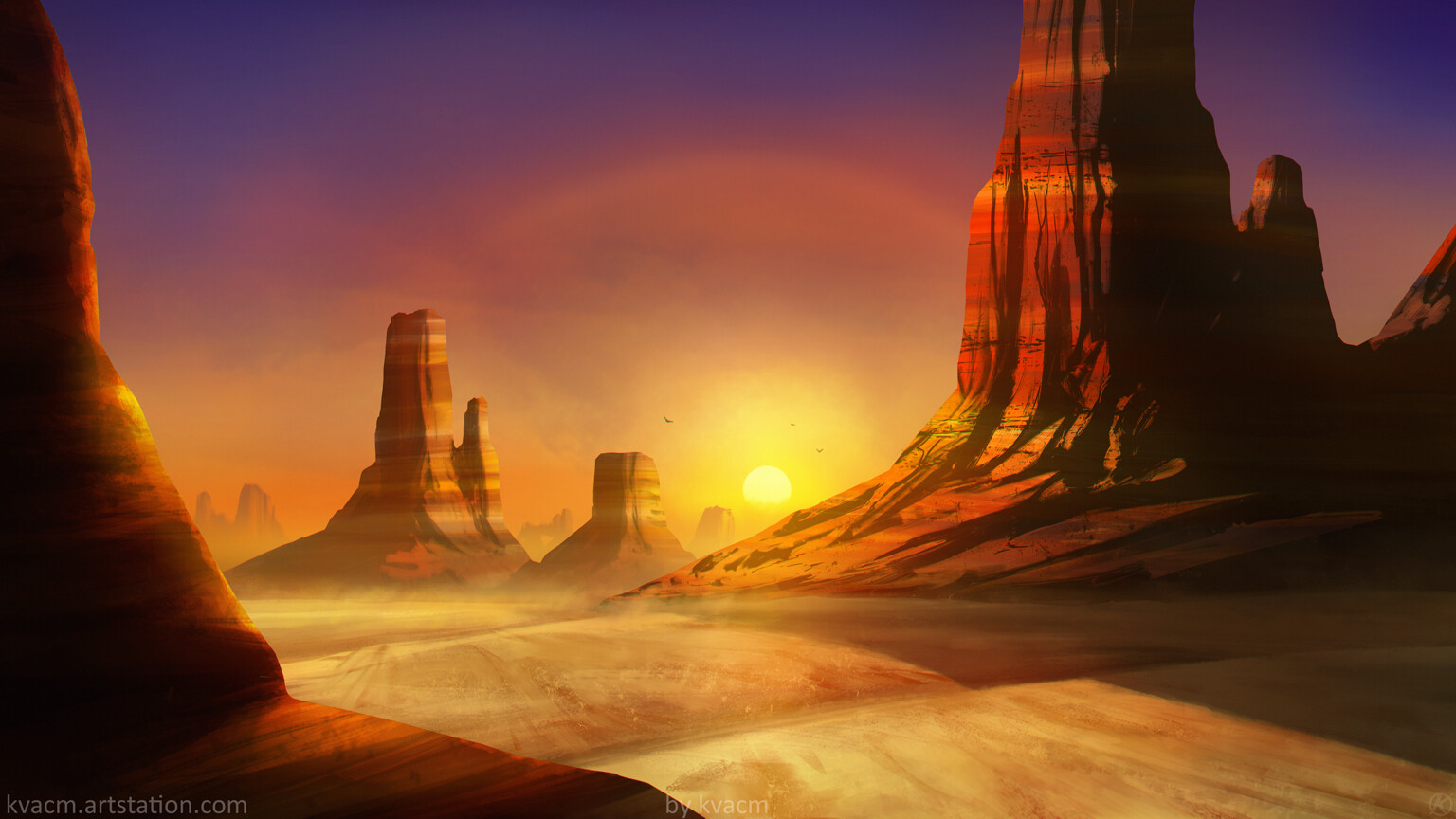 ArtStation - Sunset In Desert