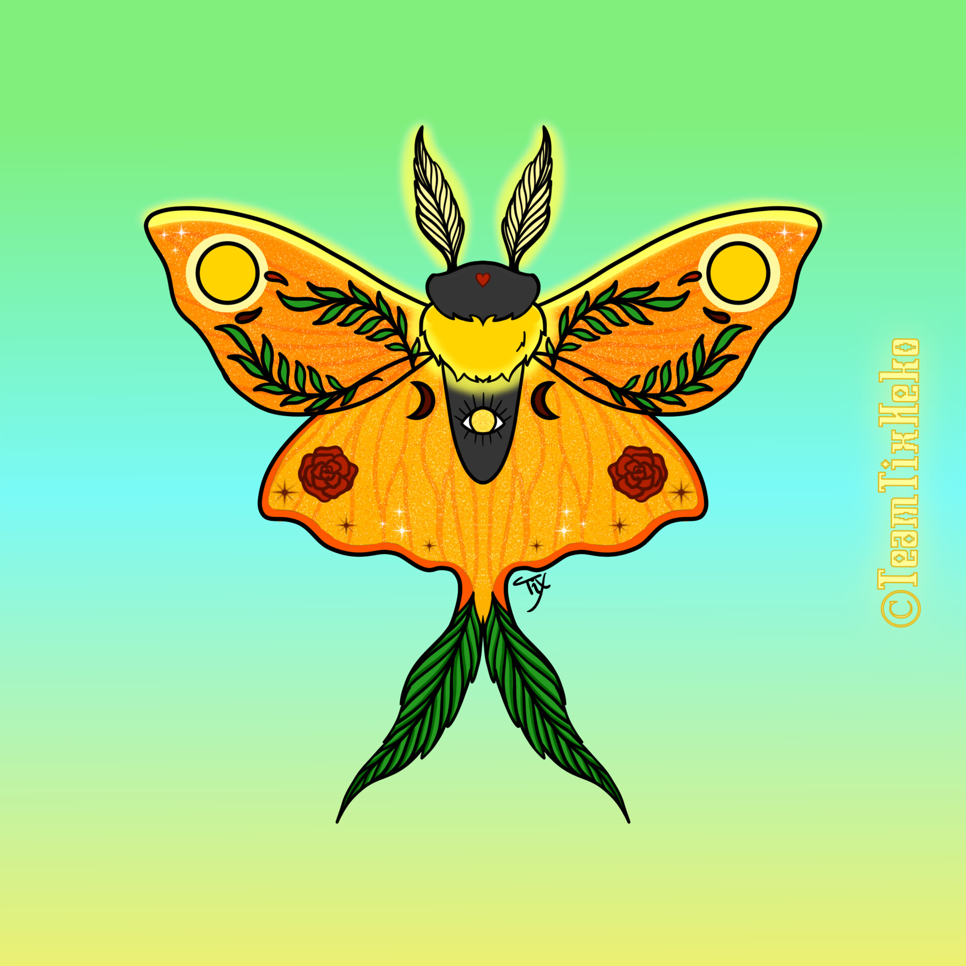 ArtStation - "Sunny Lunar Moth" (2022) by Tix 🦋