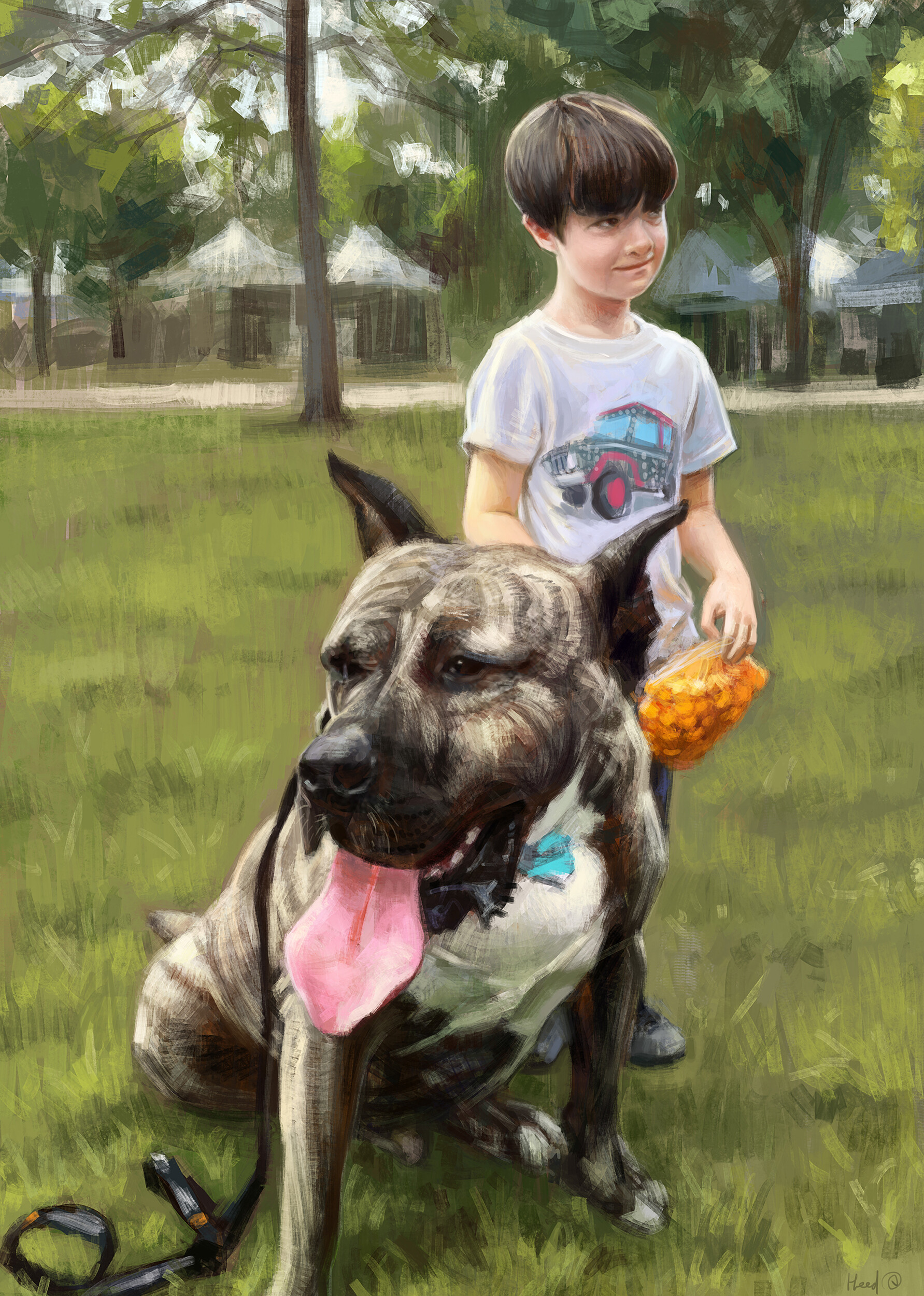 ArtStation - Little boy with dog