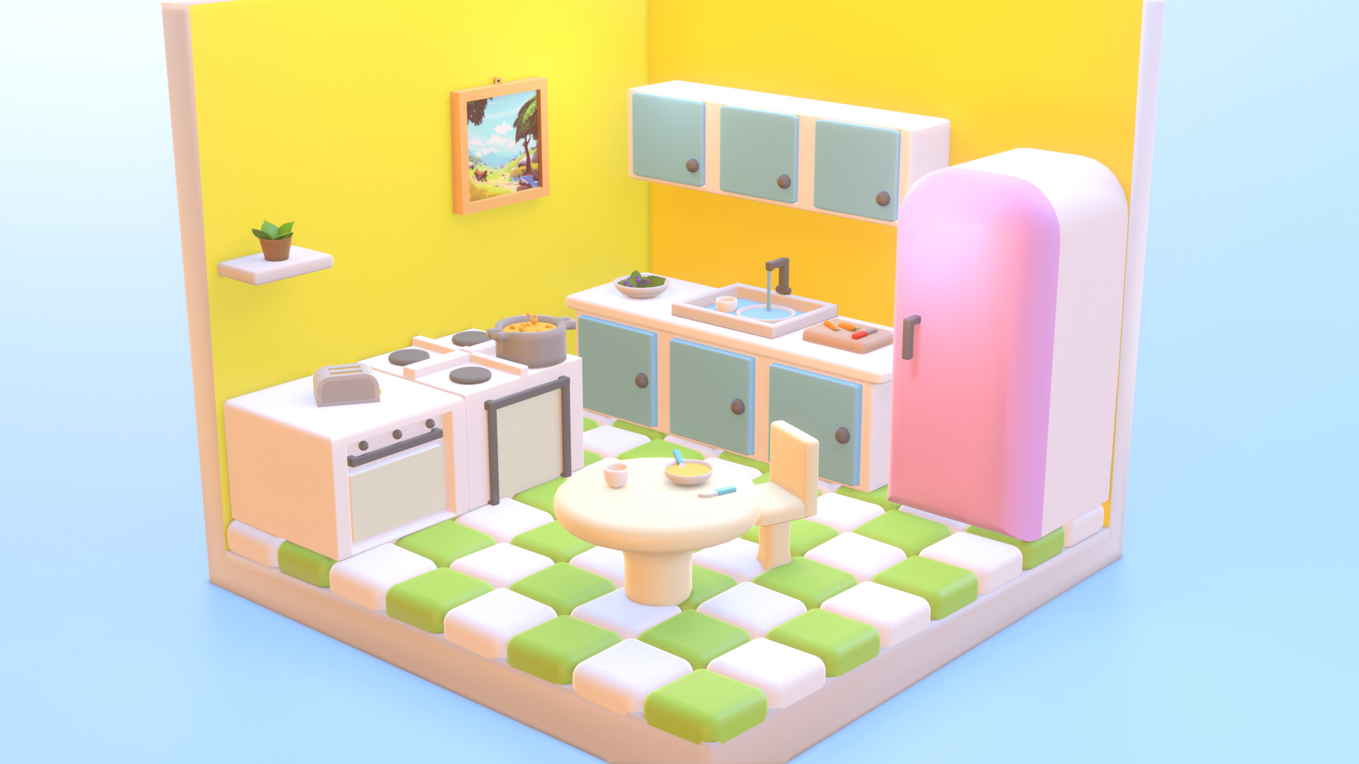 ArtStation - Low Poly Cute Kitchen