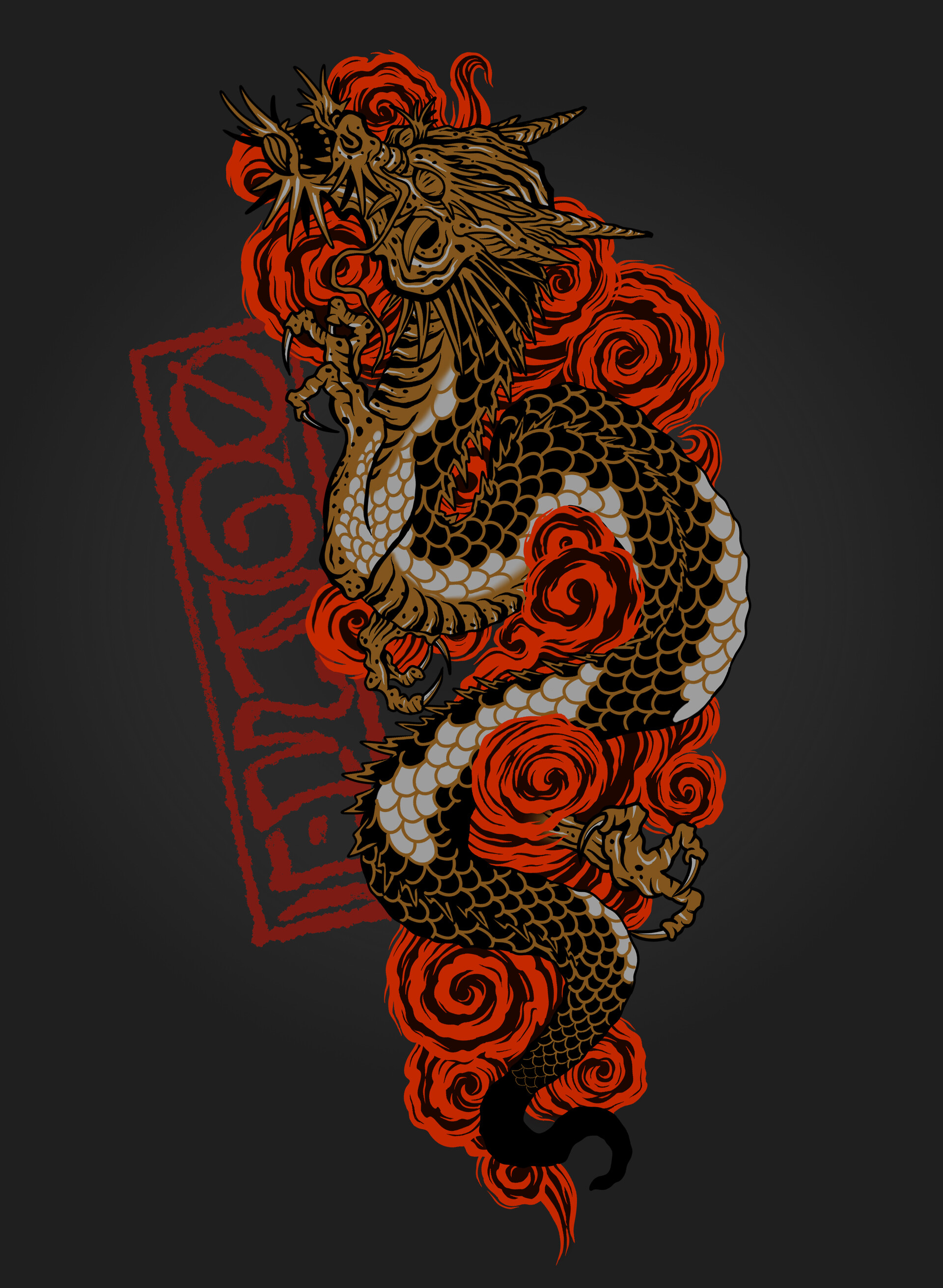 ArtStation - Goldern Dragon Art illustration