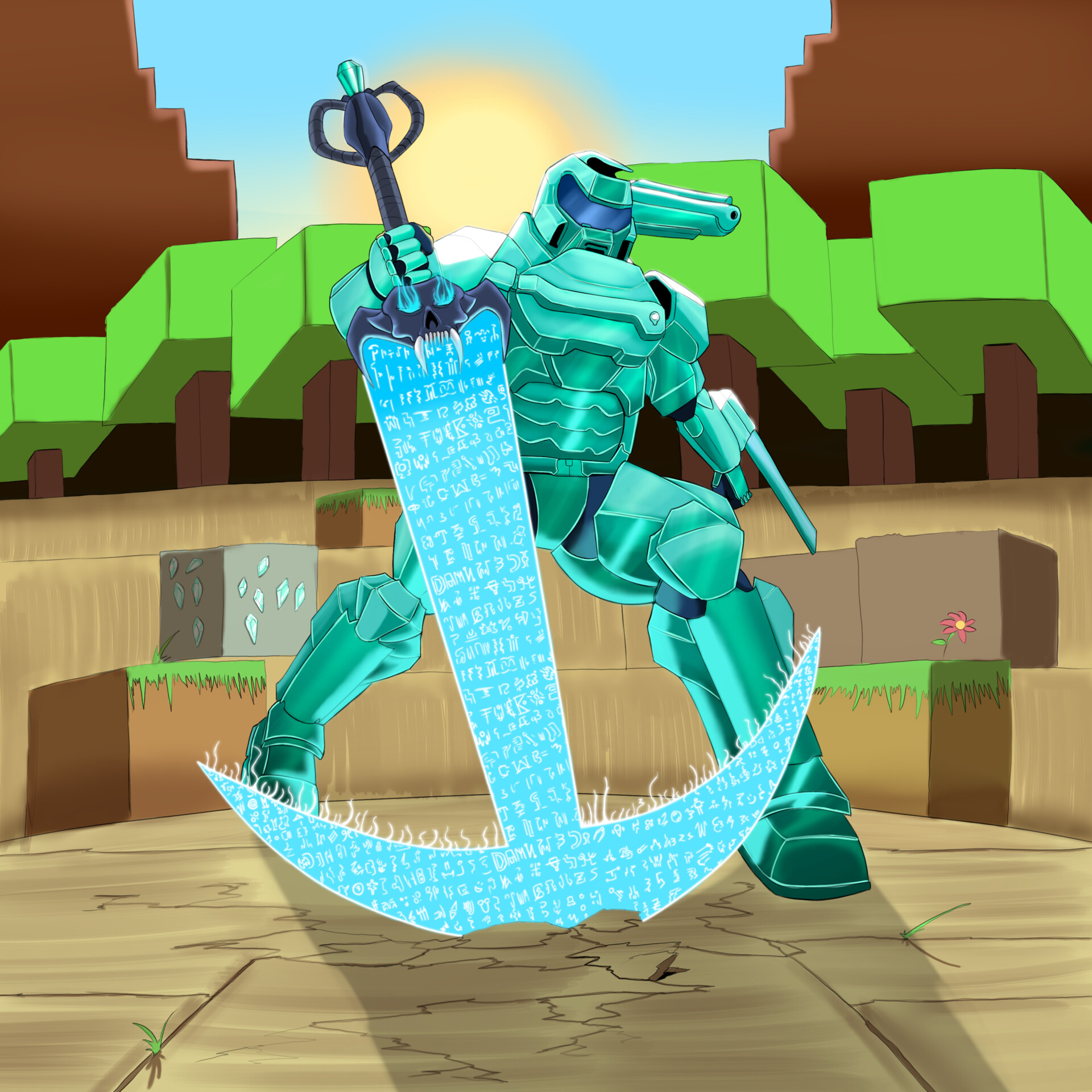 how to draw steve in diamond armor