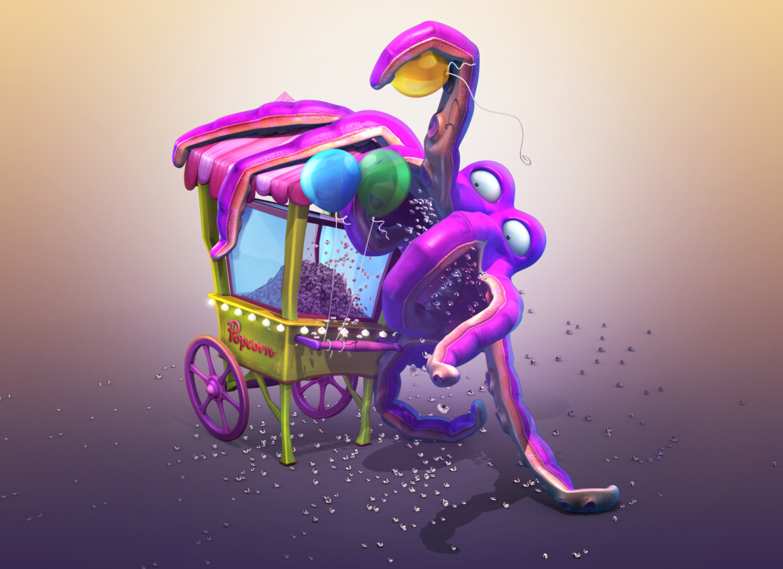 ArtStation - Octopus & Pop Corn (3d)