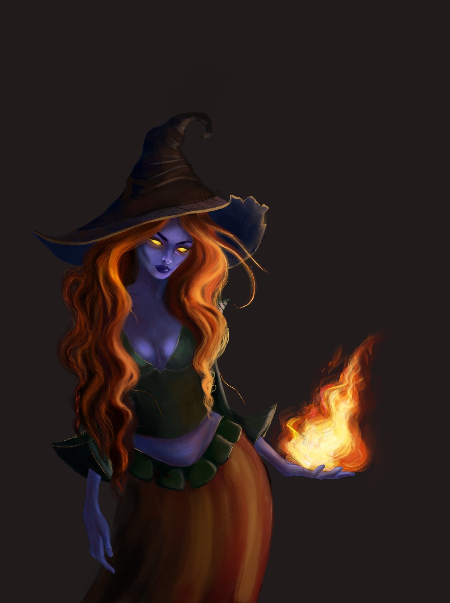 ArtStation - Lucia Greycastle, a fire genasi bladesinging wizard