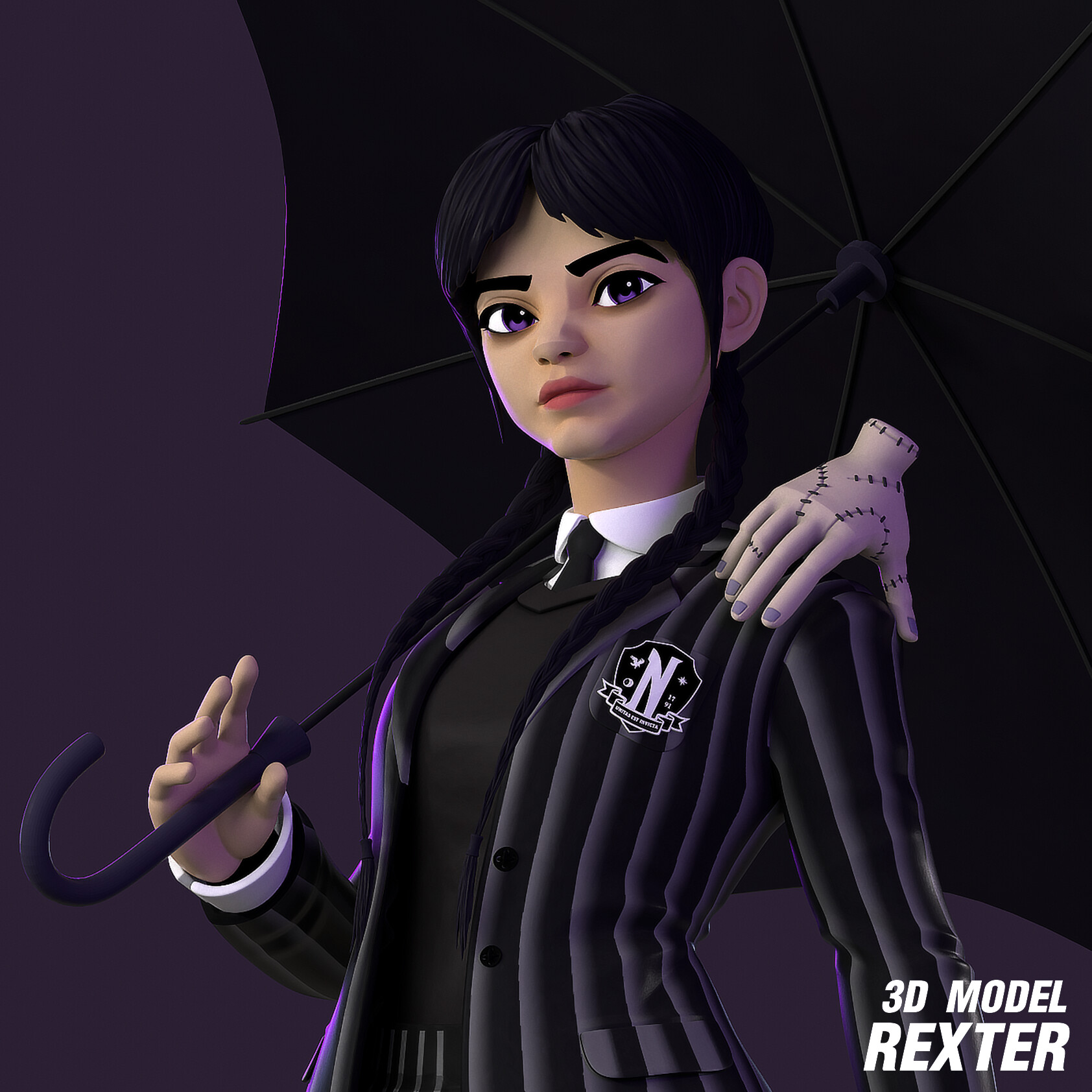 ArtStation - Stylized Wednesday - School Suit : FANART