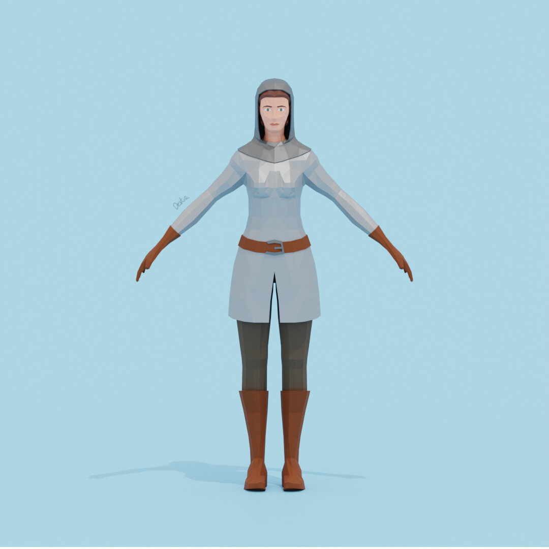 ArtStation - 3D Lowpoly Female Chainmail Armor