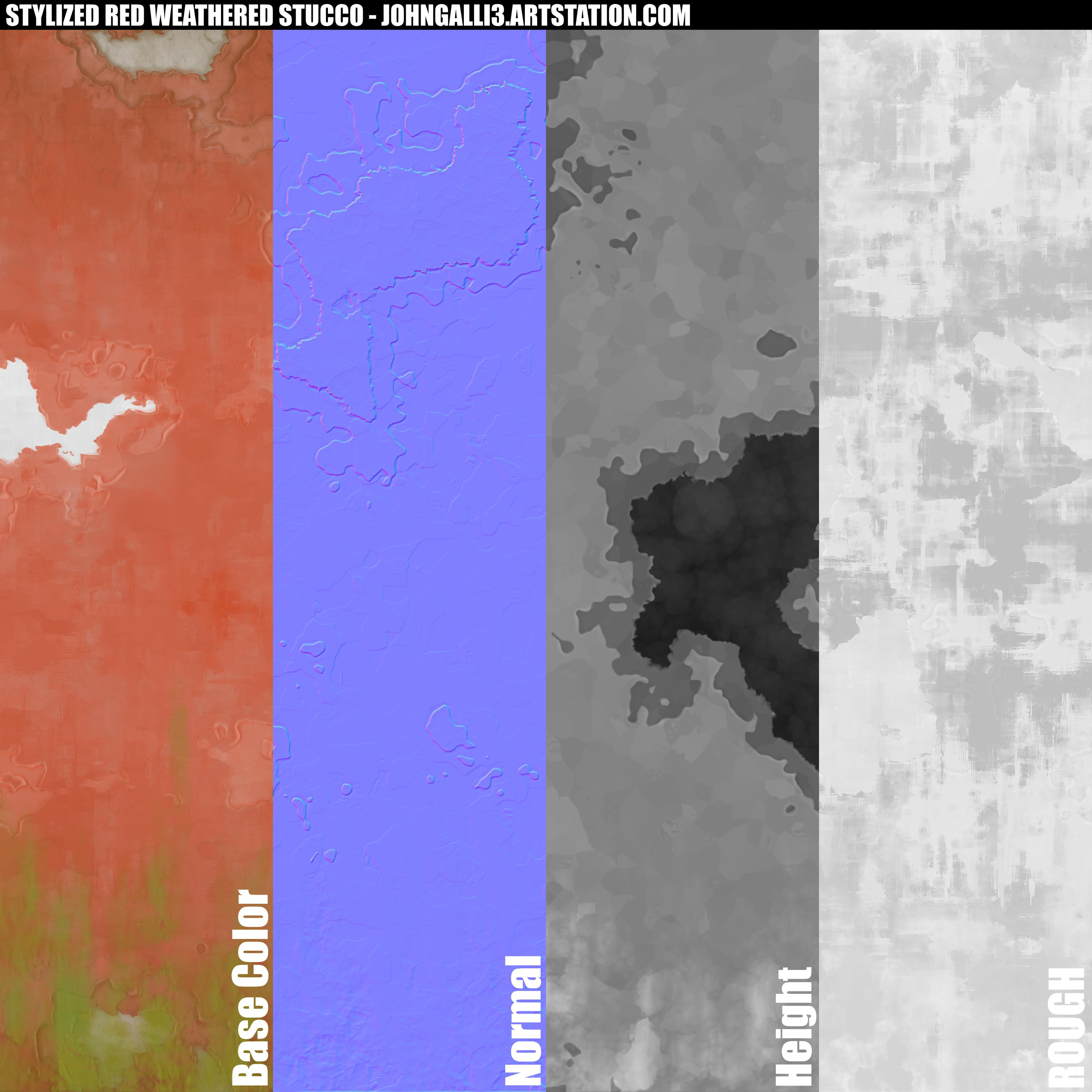 John Galli - 3D Art Portfolio - Stylized Red Weathered Stucco