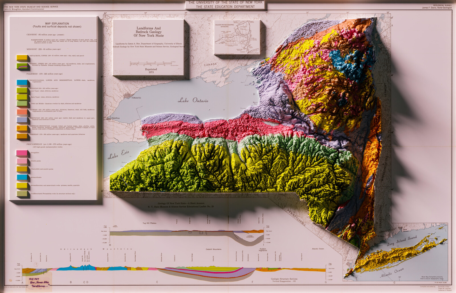 Jacob B - 1973 3D Geologic Map of New York State