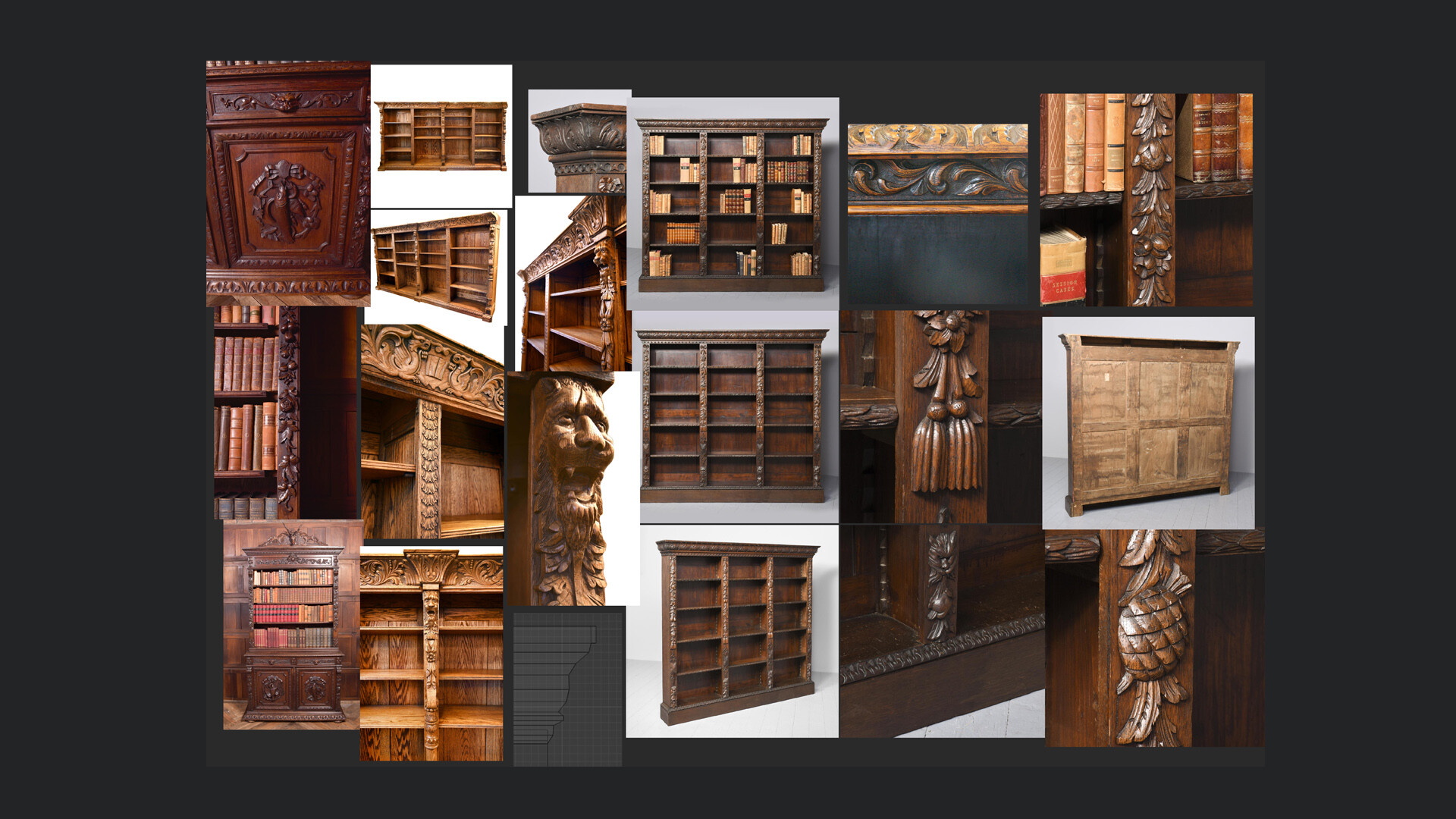 Magdalena Stelmach - Large antique wooden bookcase.
