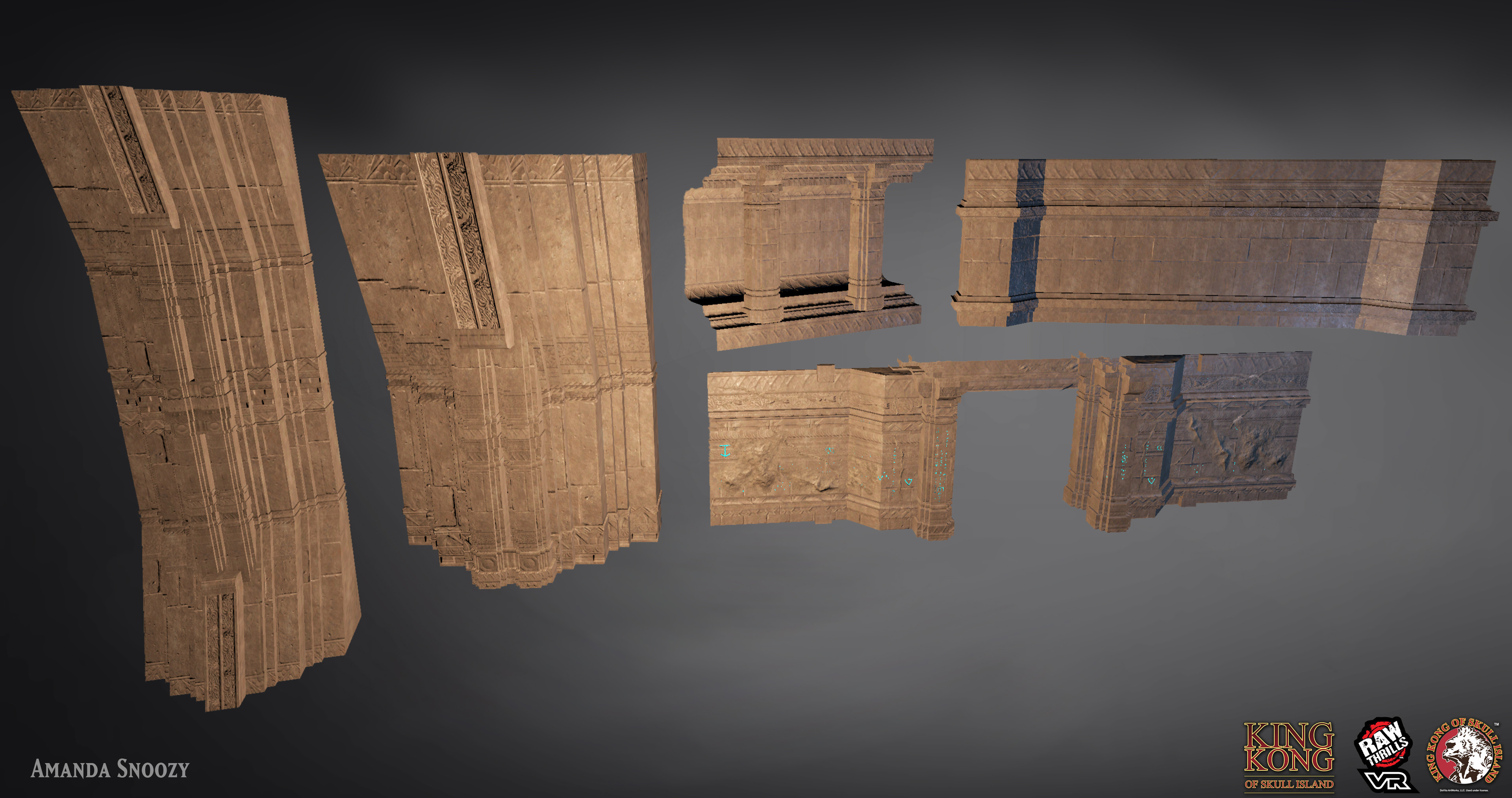 Snoozyart - King Kong of Skull Island VR- Modular Temple and Kong Door