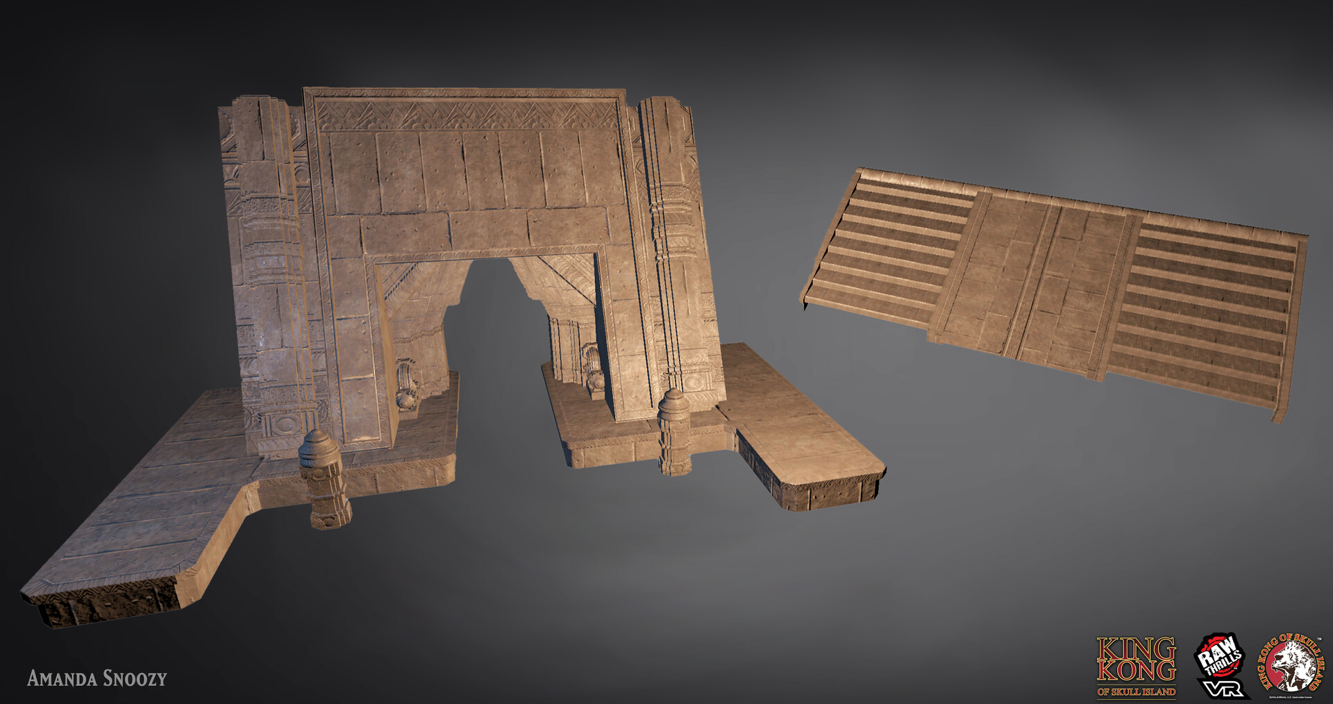 Snoozyart - King Kong of Skull Island VR- Modular Temple and Kong Door