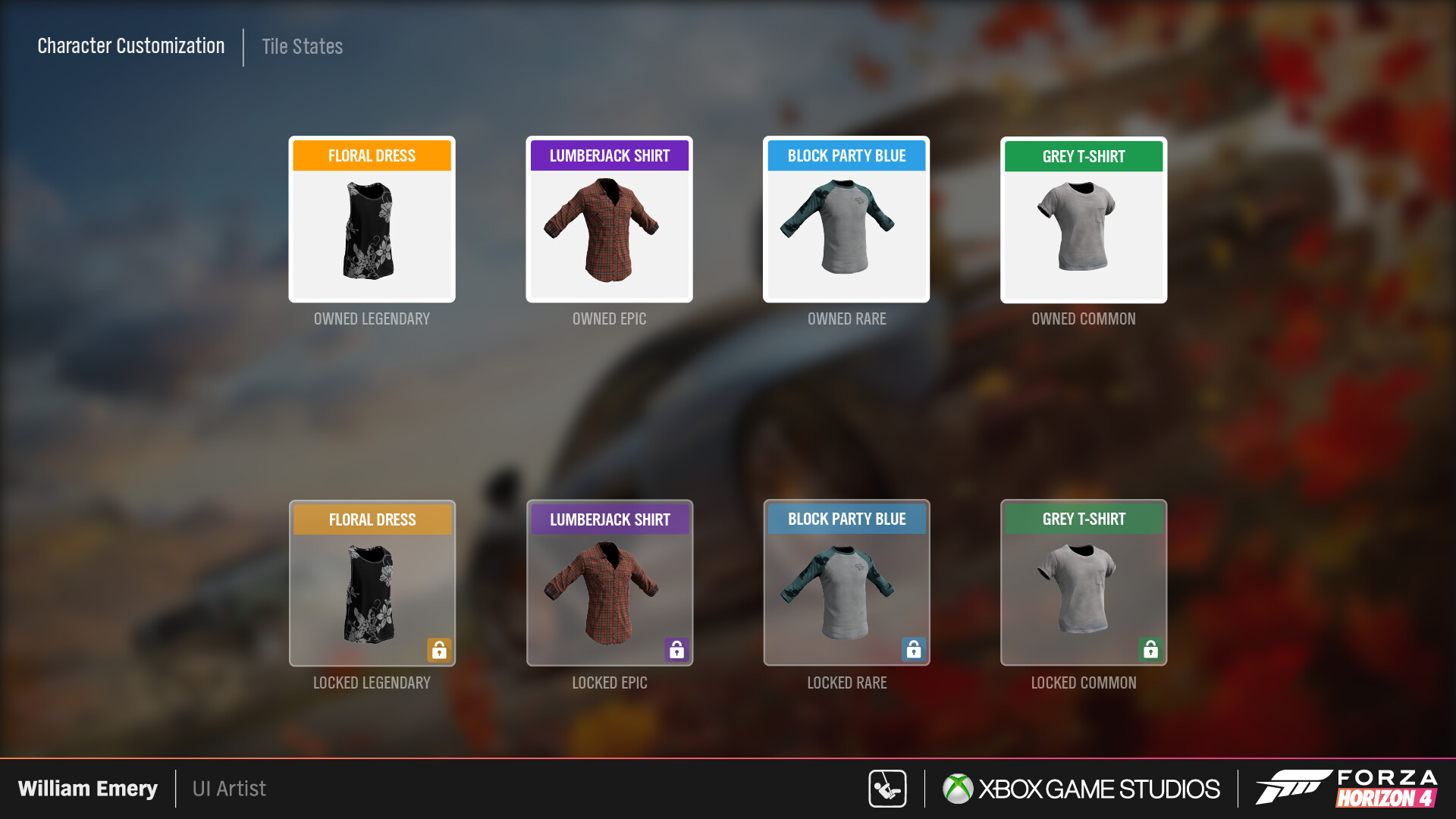 William Emery - Forza Horizon 4 - Character Customization UI