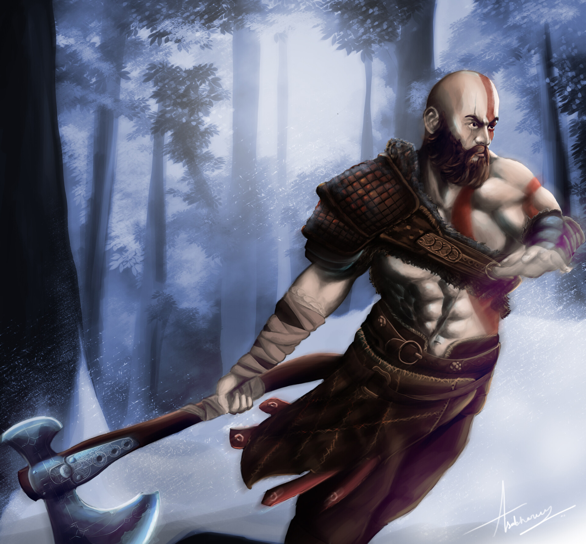 Aditya Sabharwal - Kratos the God of war fan art