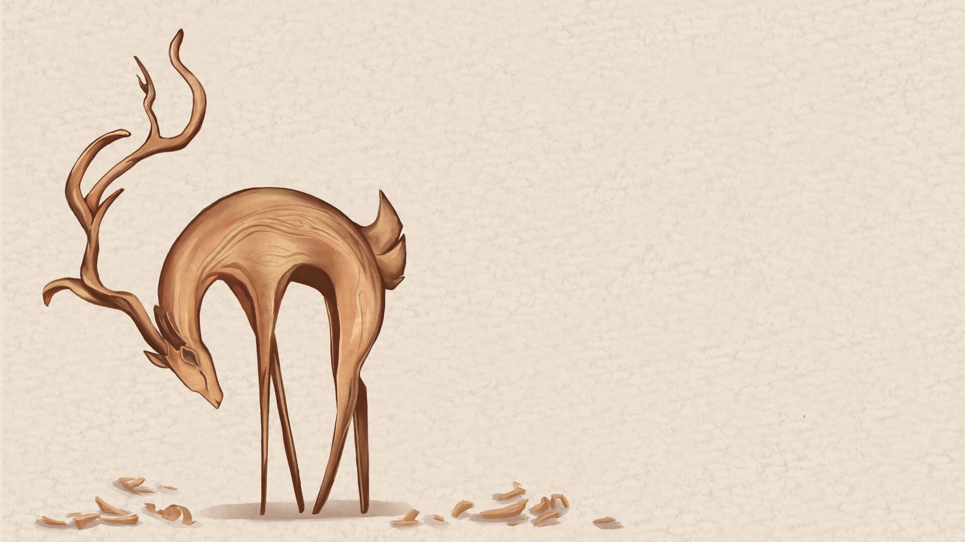 ArtStation - Wooden Carving of a Deer