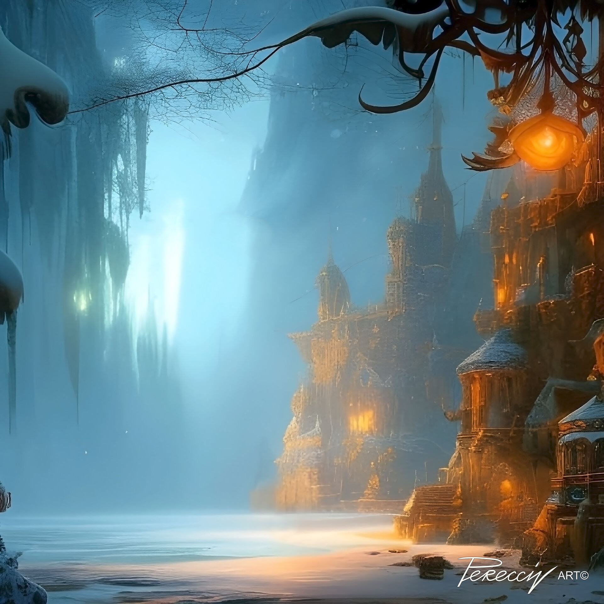 ArtStation - Magic Journeys: winter fairytale town at Christmas