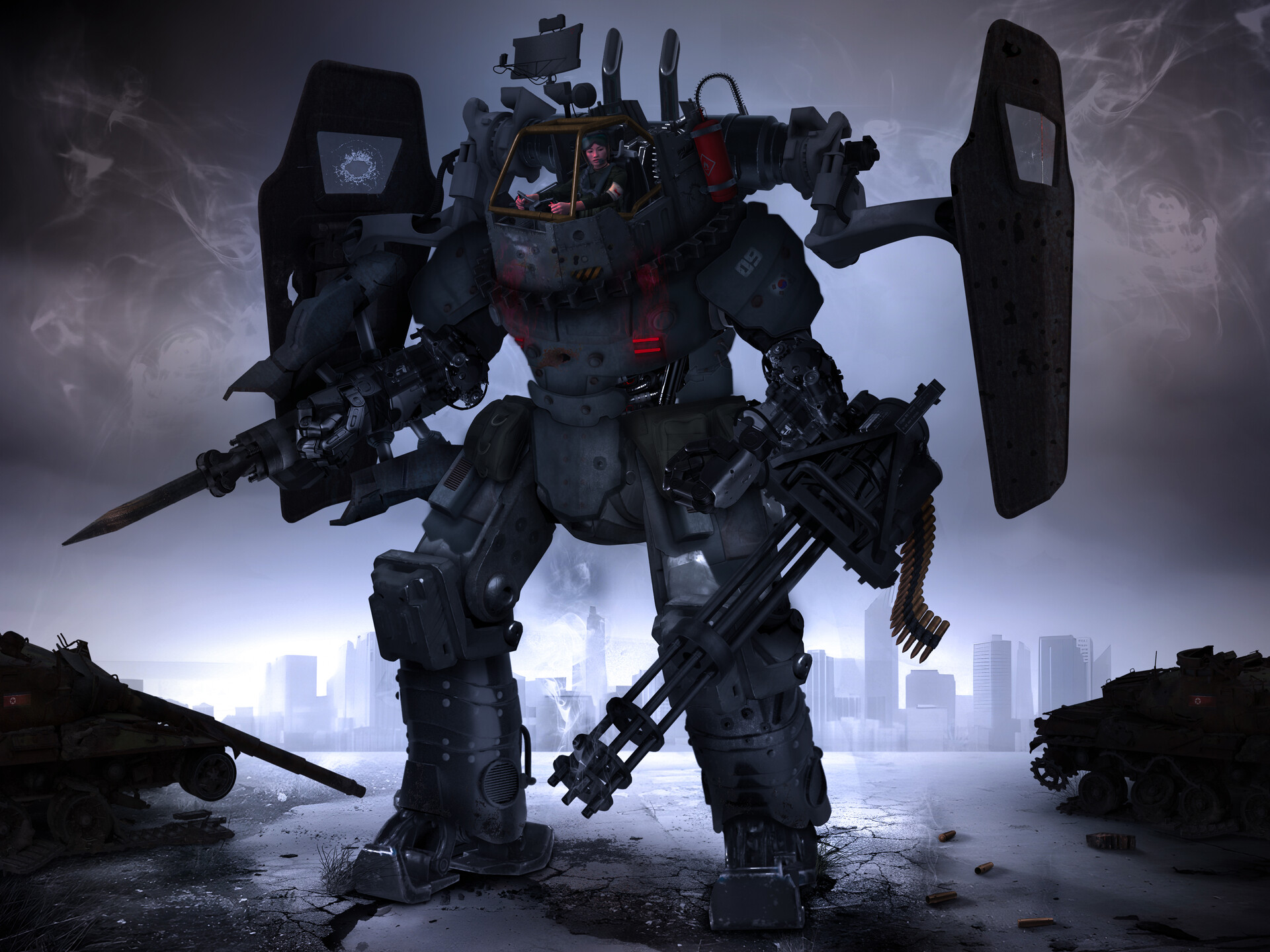 Futuristic Battle Armor Drawings