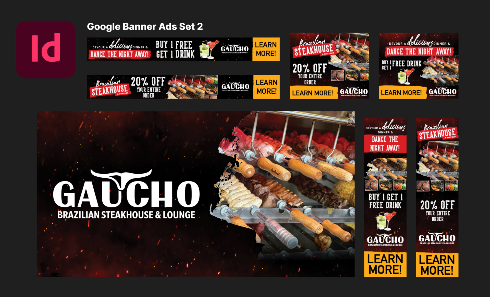 ArtStation - Google Ads Set - Gaucho Brazilian Steakhouse (InDesign)