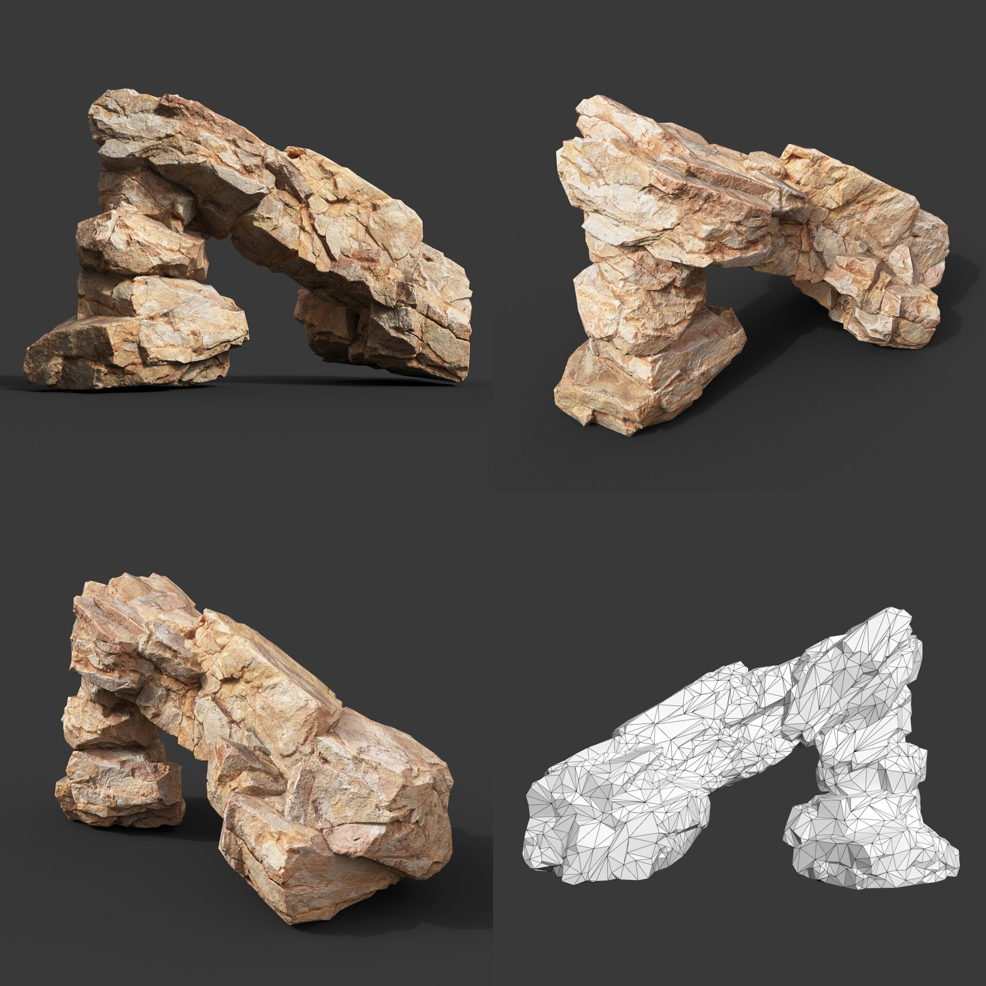 3D Models by 3D Landscape - Low Poly Yellow Rock Formation 221219 ...