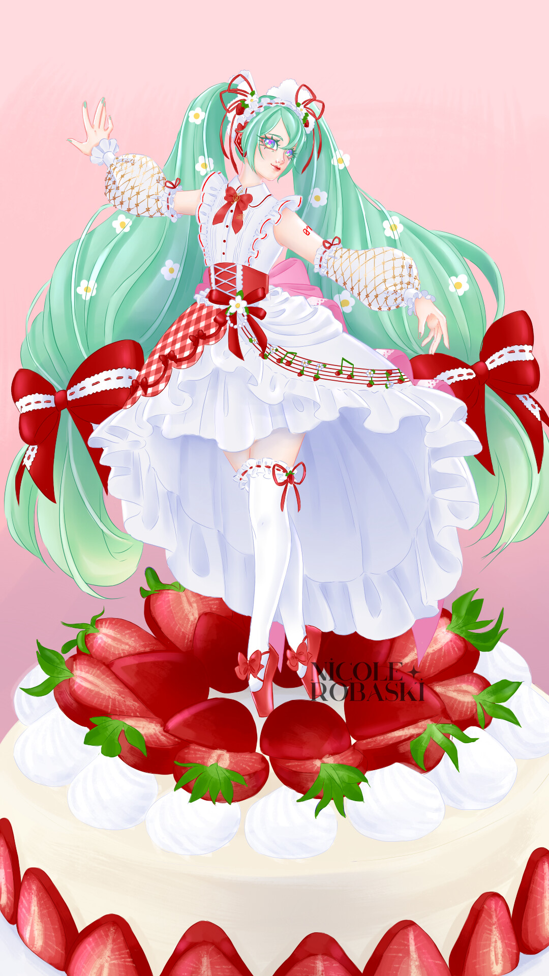 ArtStation - Miku x Strawberry and cake