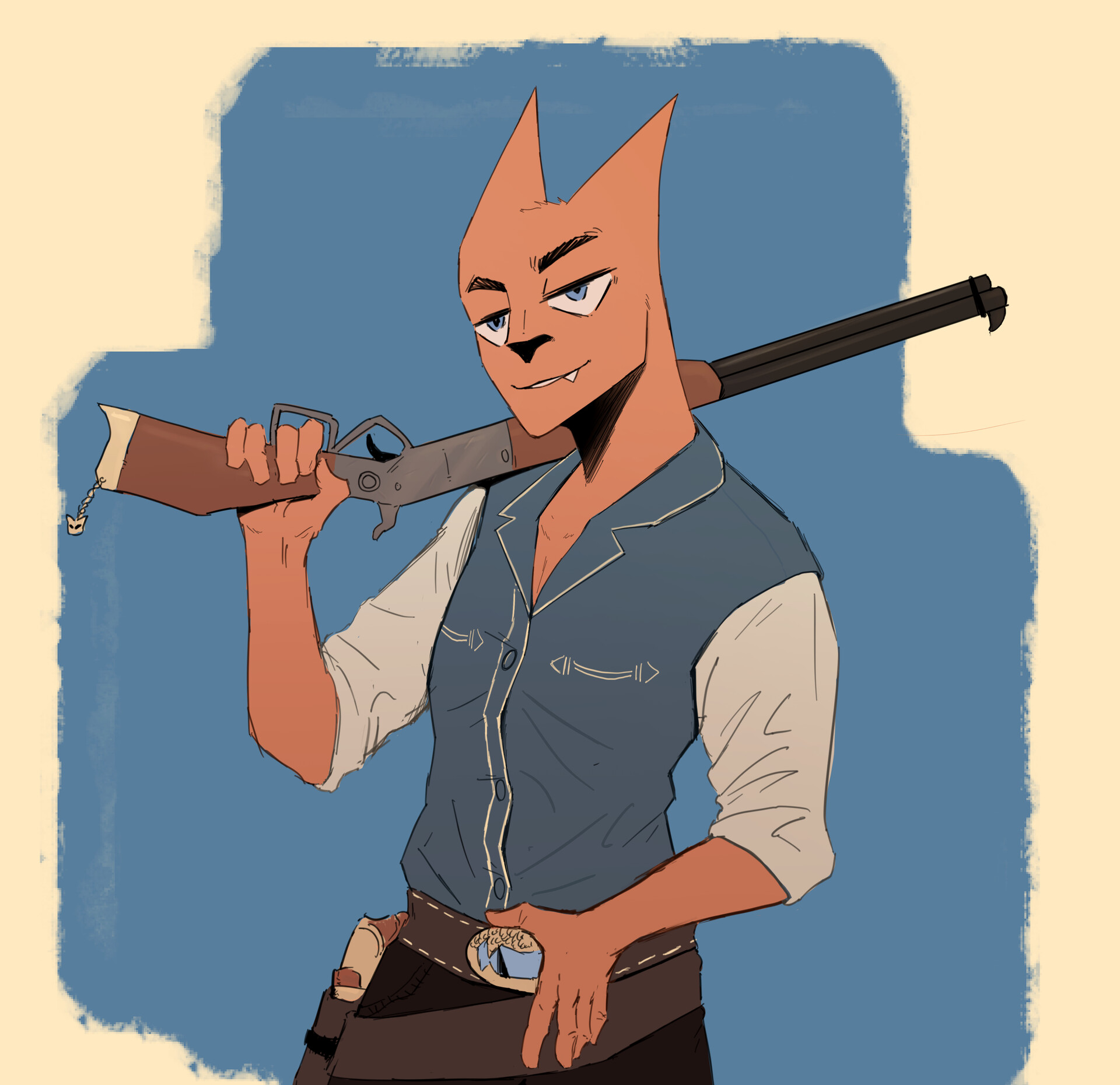 ArtStation - own stylized cow boy Cat