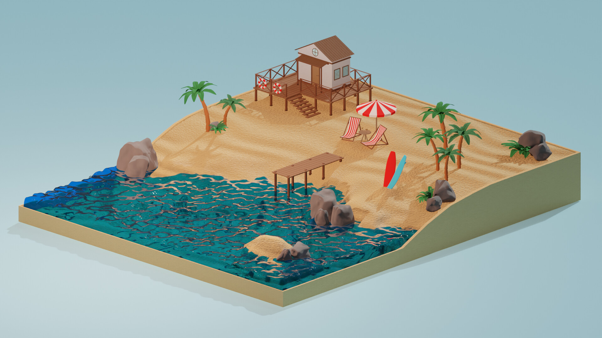 3d Beach Model