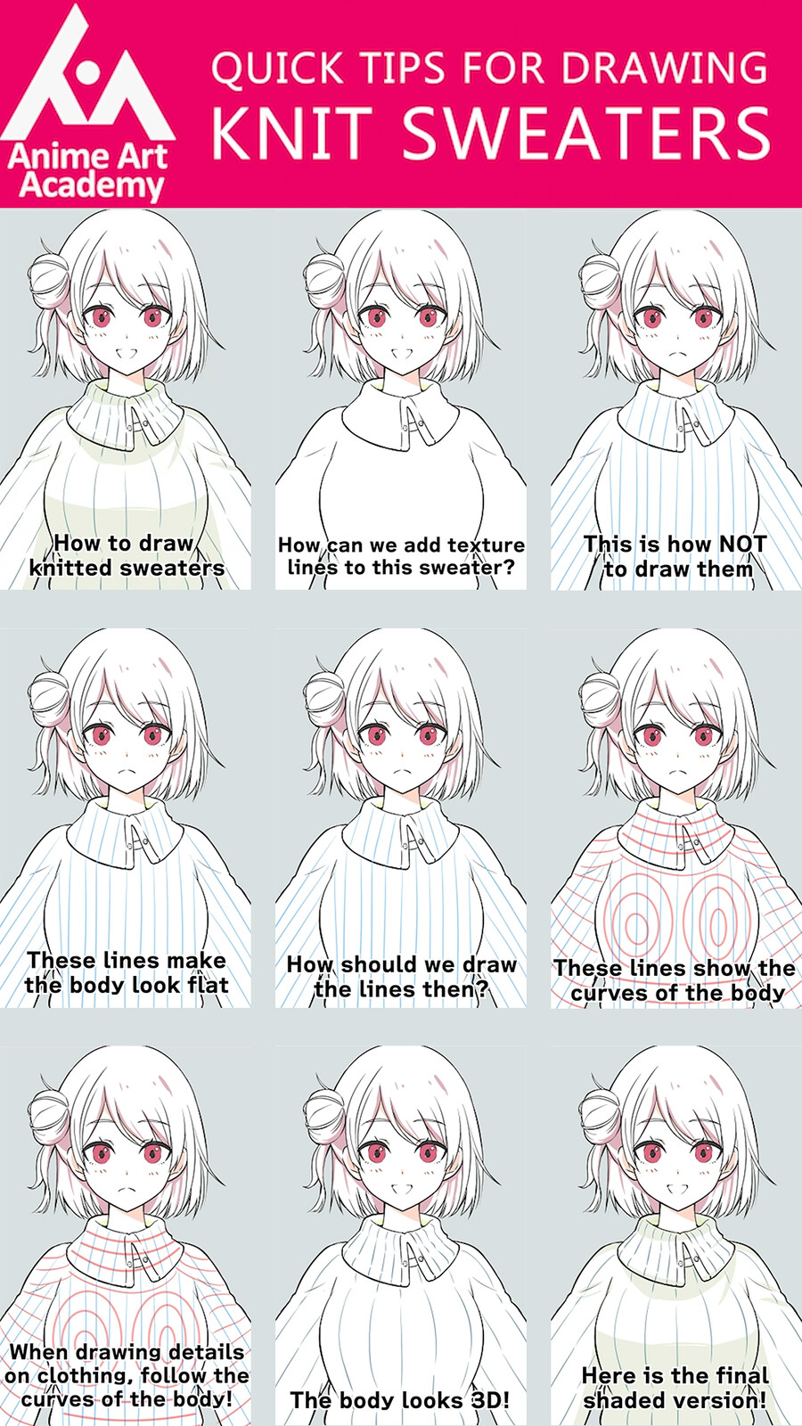 Anime Art Academy - Quick Tips For Drawing - Knit Sweaters
