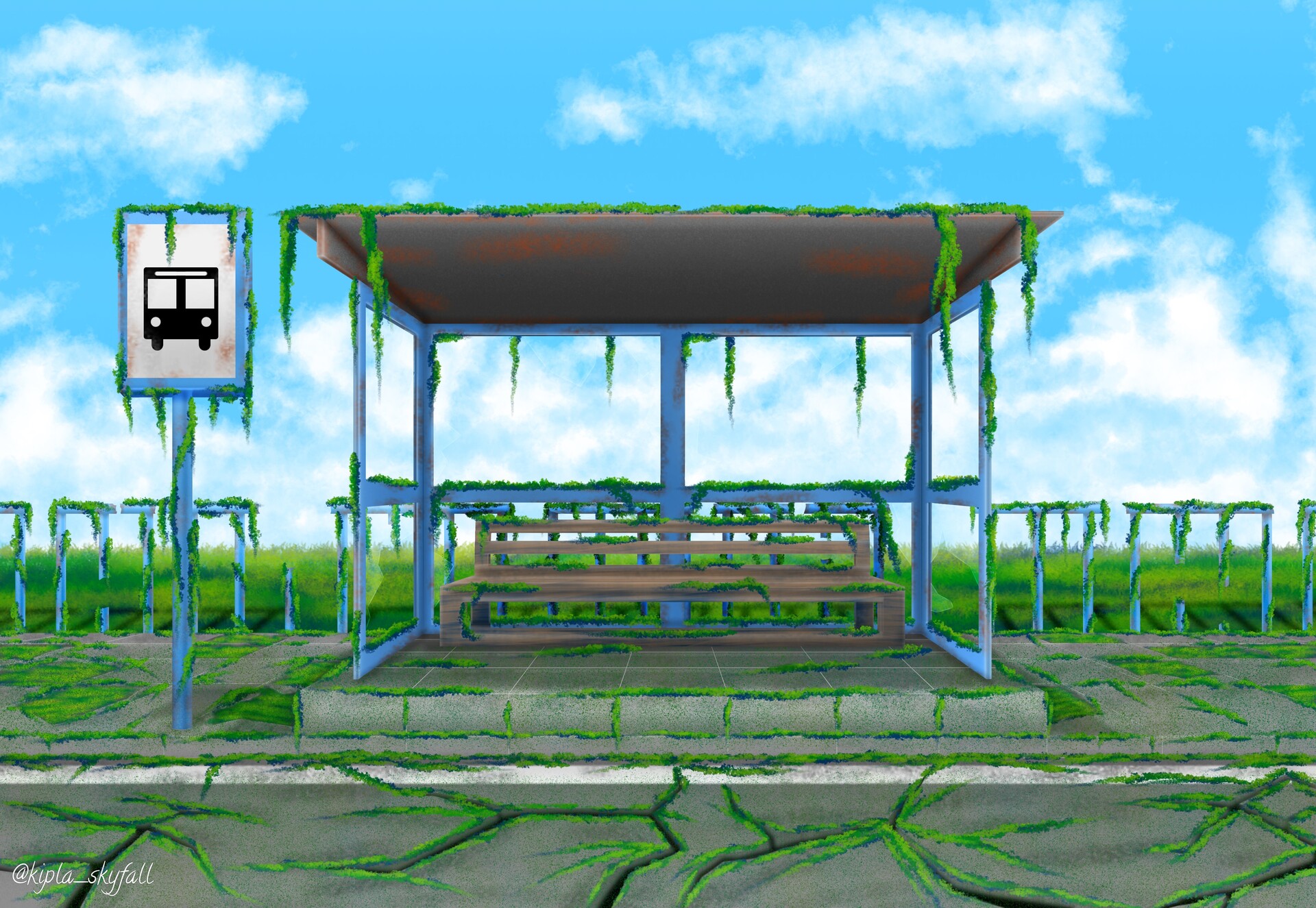 ArtStation - Abandoned Bus Stop