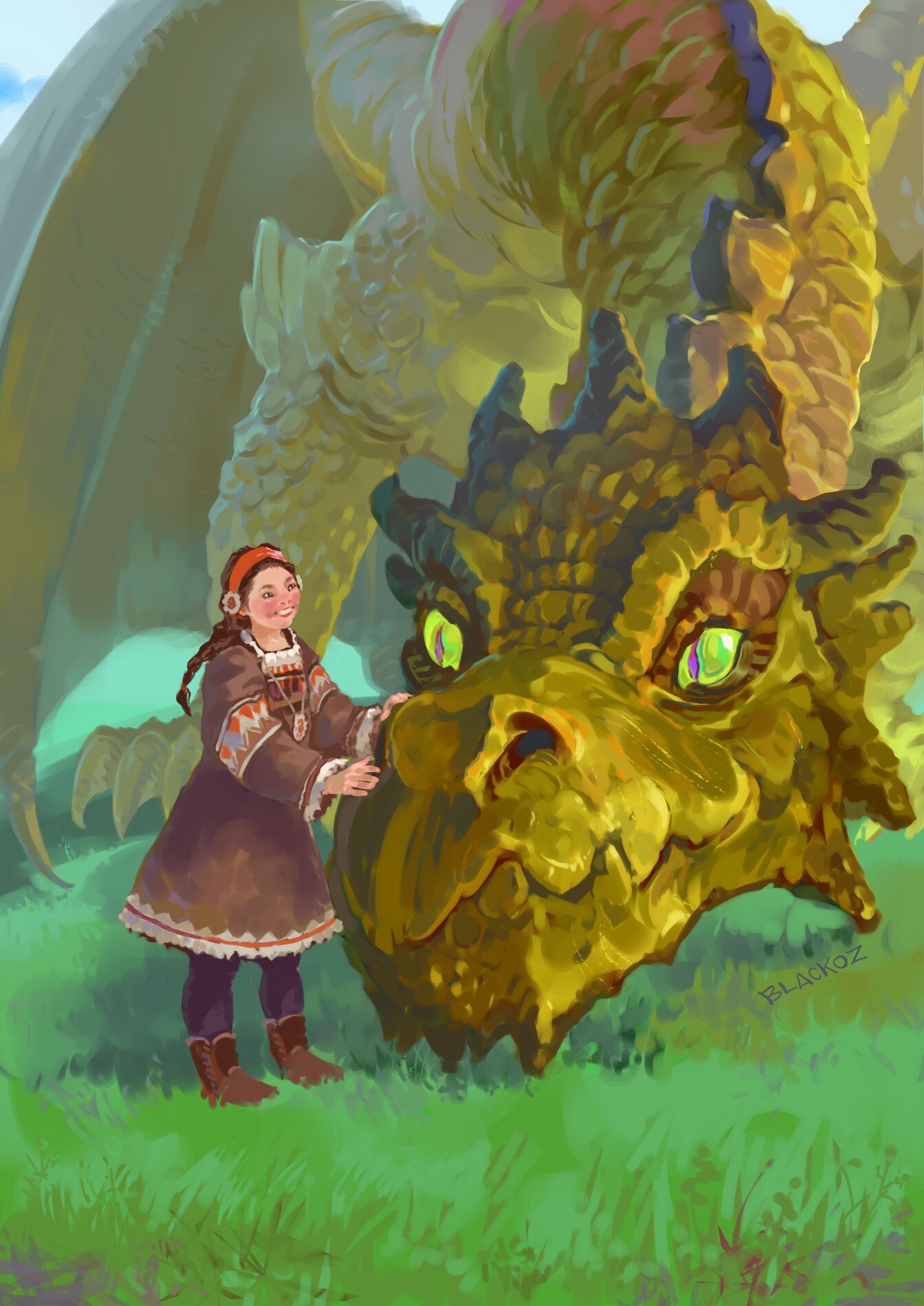 Girl & Dragon by Lyubava Blagodarnaya : r/WholesomeFantasyArt