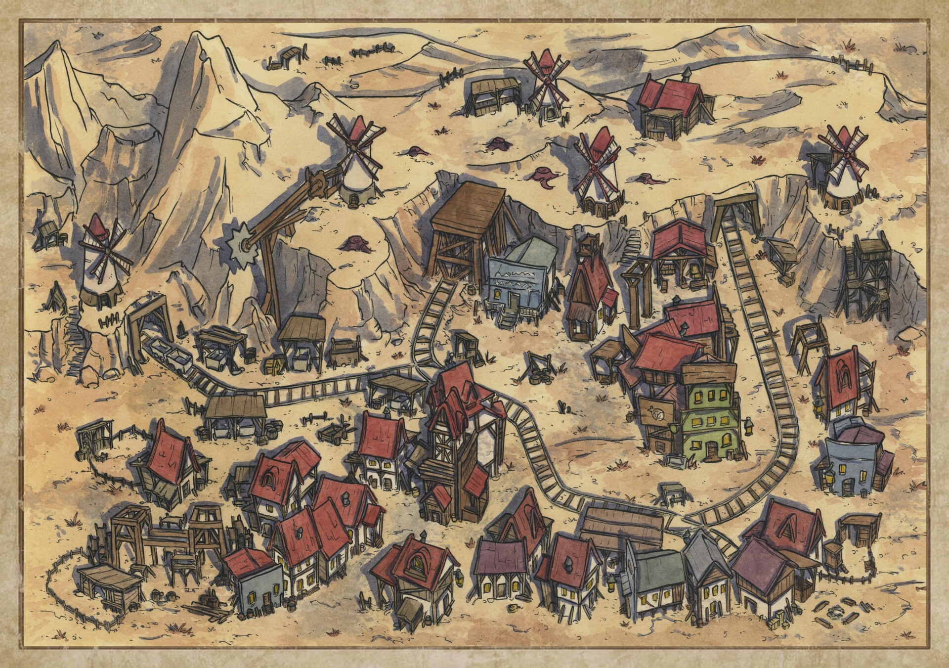 ArtStation - The map of the little mining town of Firedump